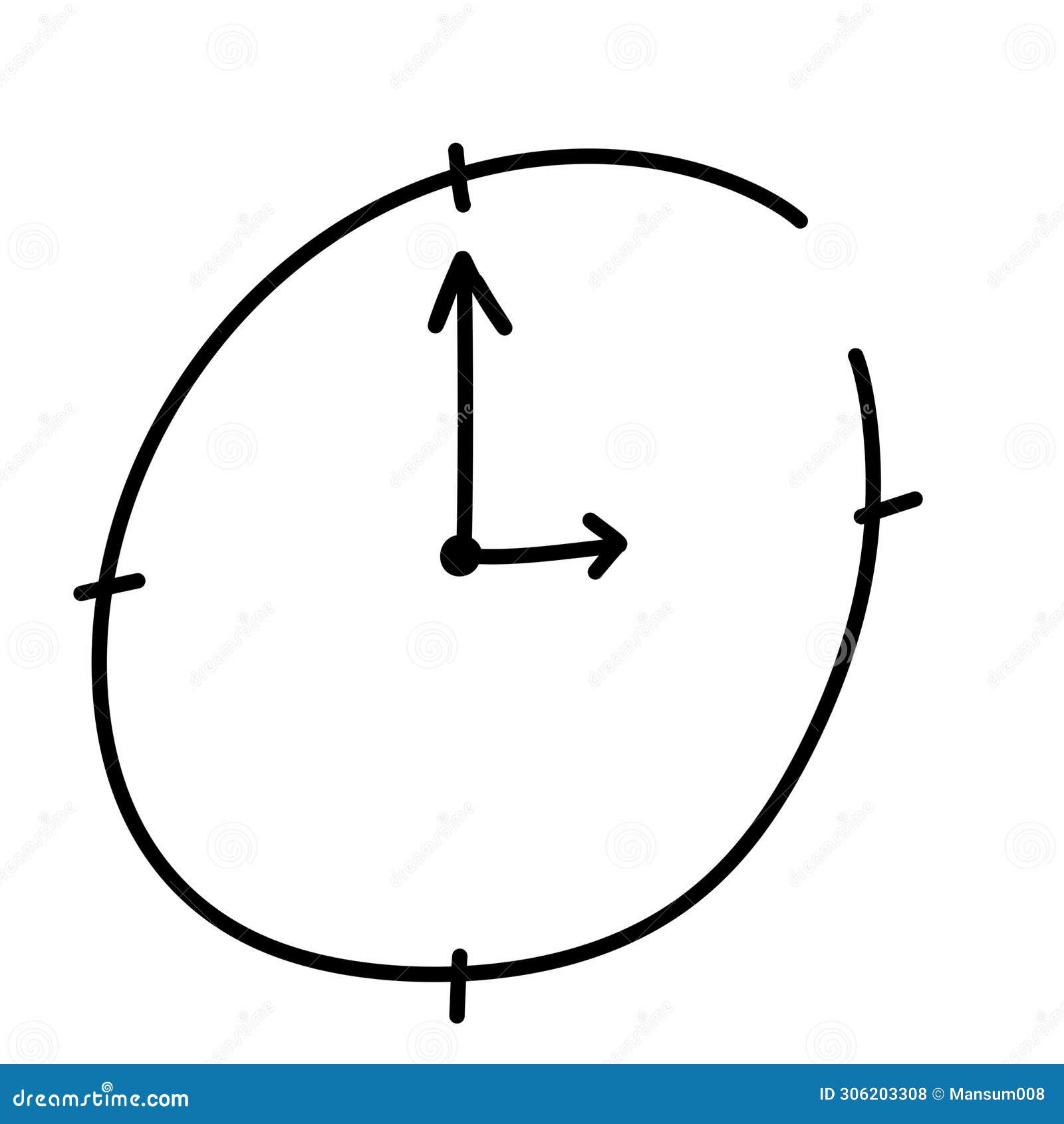 A Clock with Arrows Pointing in Different Directions Stock Illustration ...