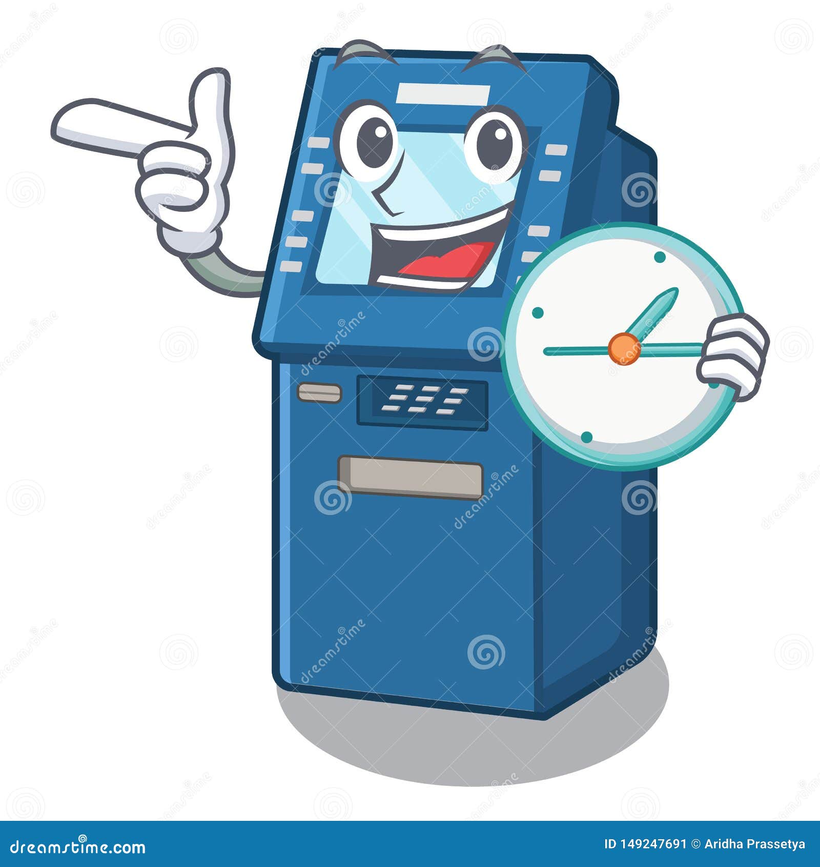 With Clock ATM Machine in the Cartoon Shape Stock Vector - Illustration ...