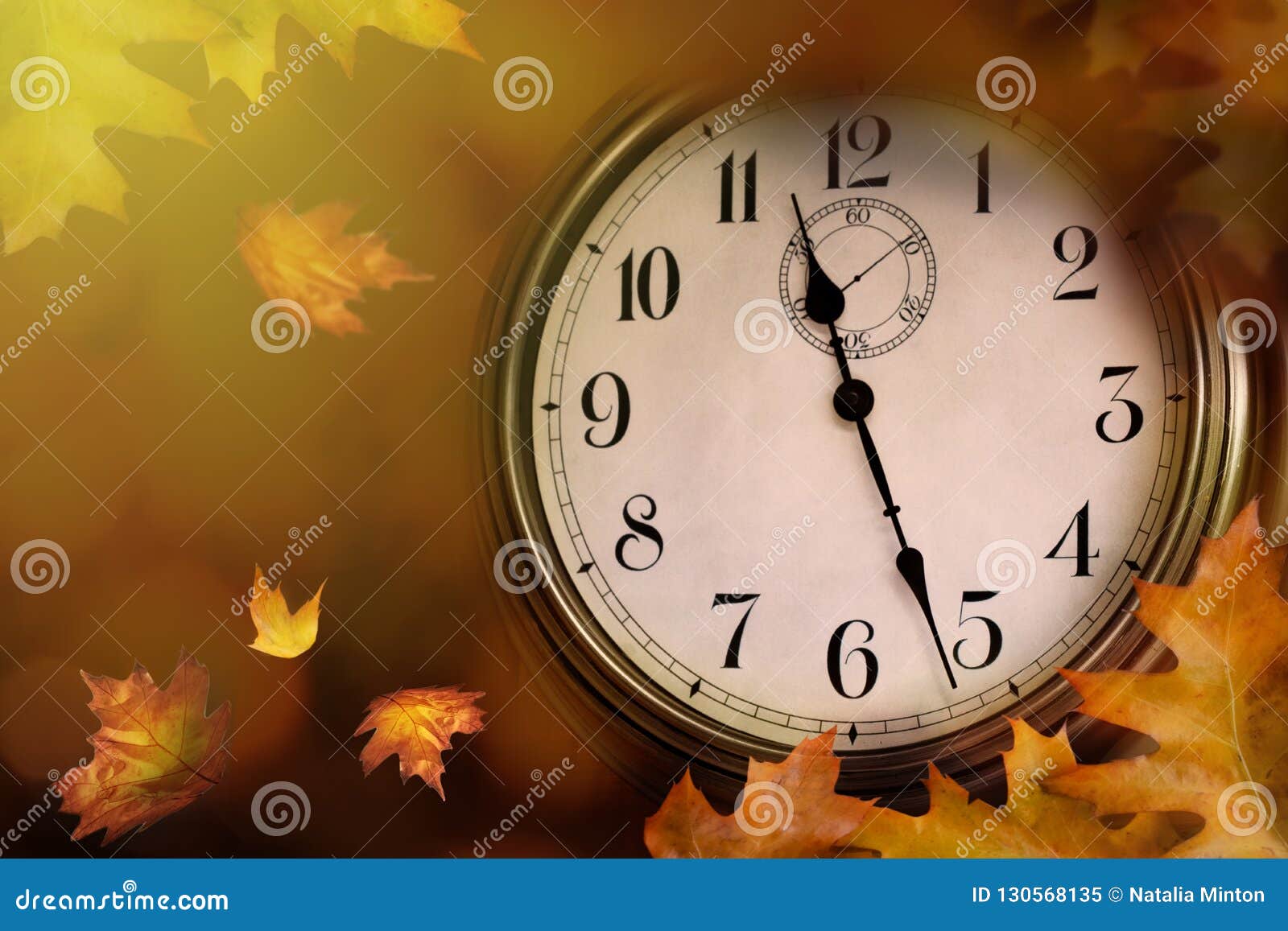 Clock Autumn Leaves Background - Daylight Saving Time Concepts Stock ... Clock Autumn Leaves Background - Daylight Saving Time Concepts Stock ...