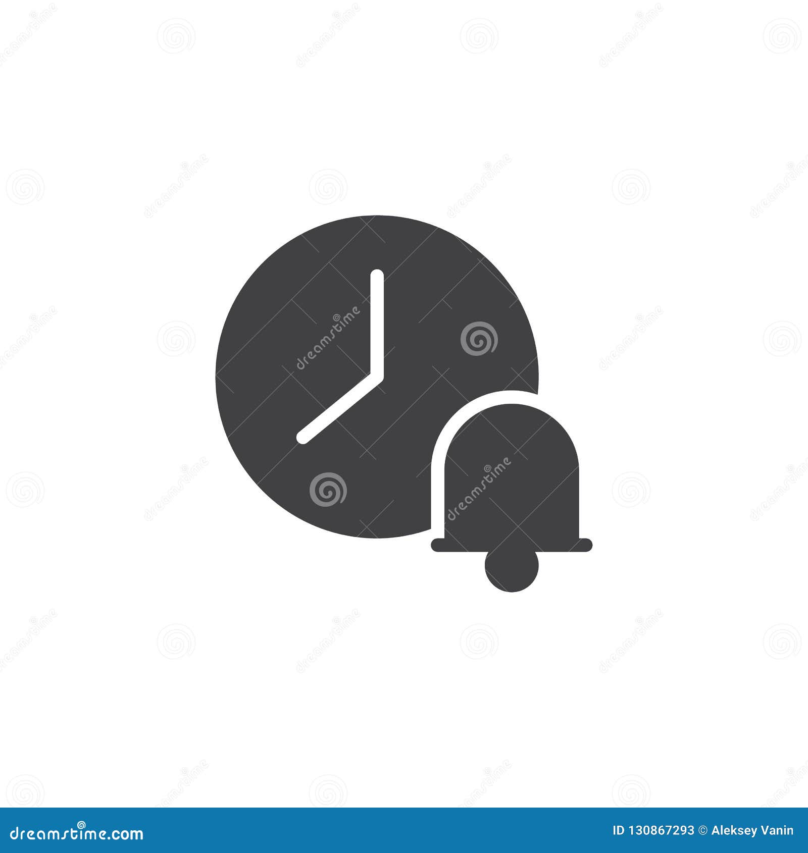 Clock and bell vector icon stock vector. Illustration of simple - 130867293