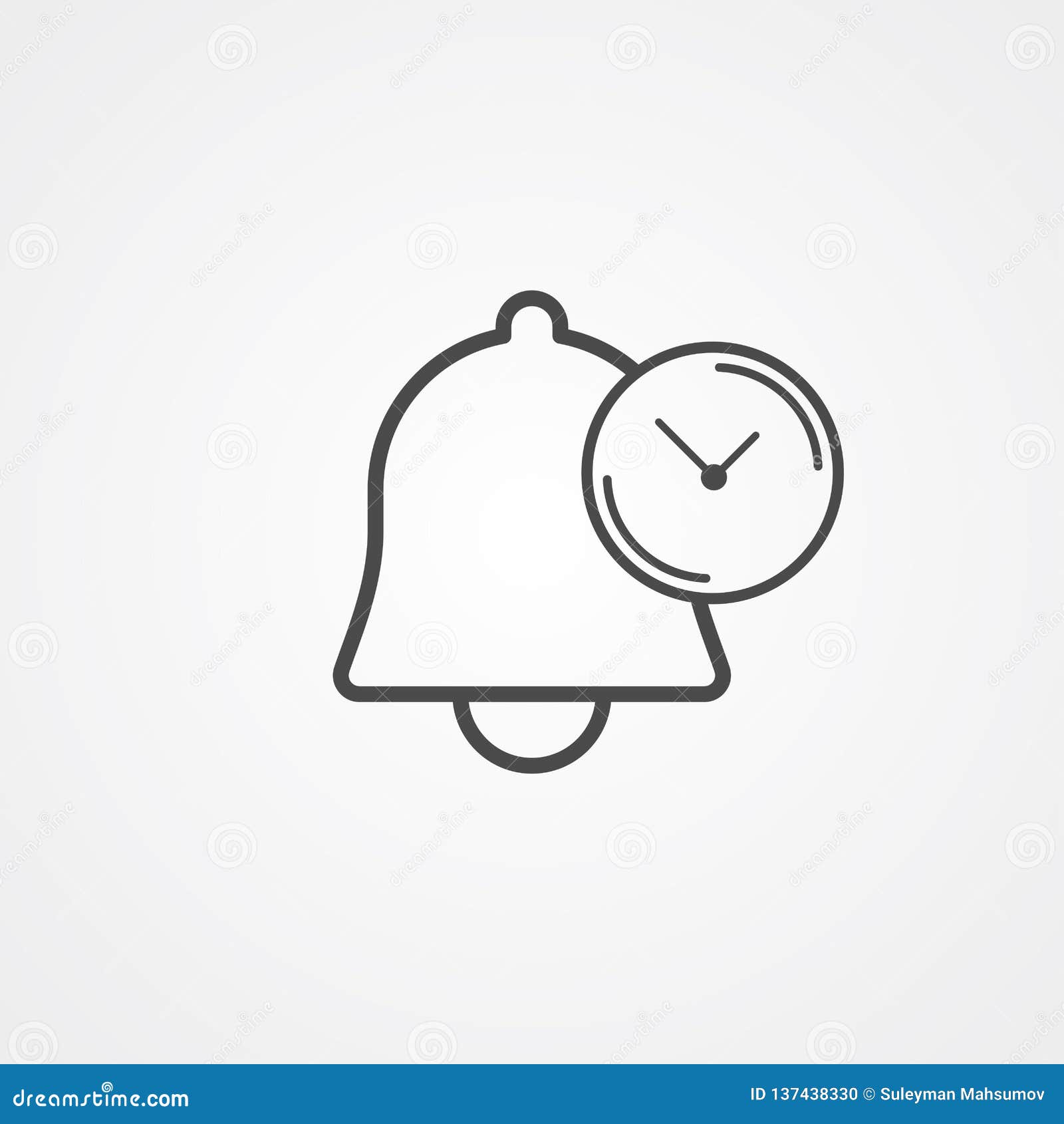 Clock and Bell Vector Icon Sign Symbol Stock Vector - Illustration of ...