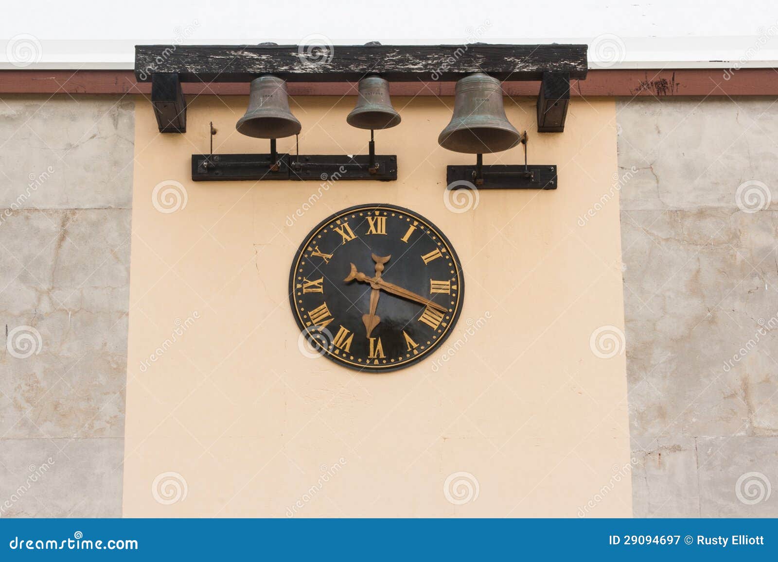 Clock and Bells stock image. Image of navy, clouds, structure - 29094697