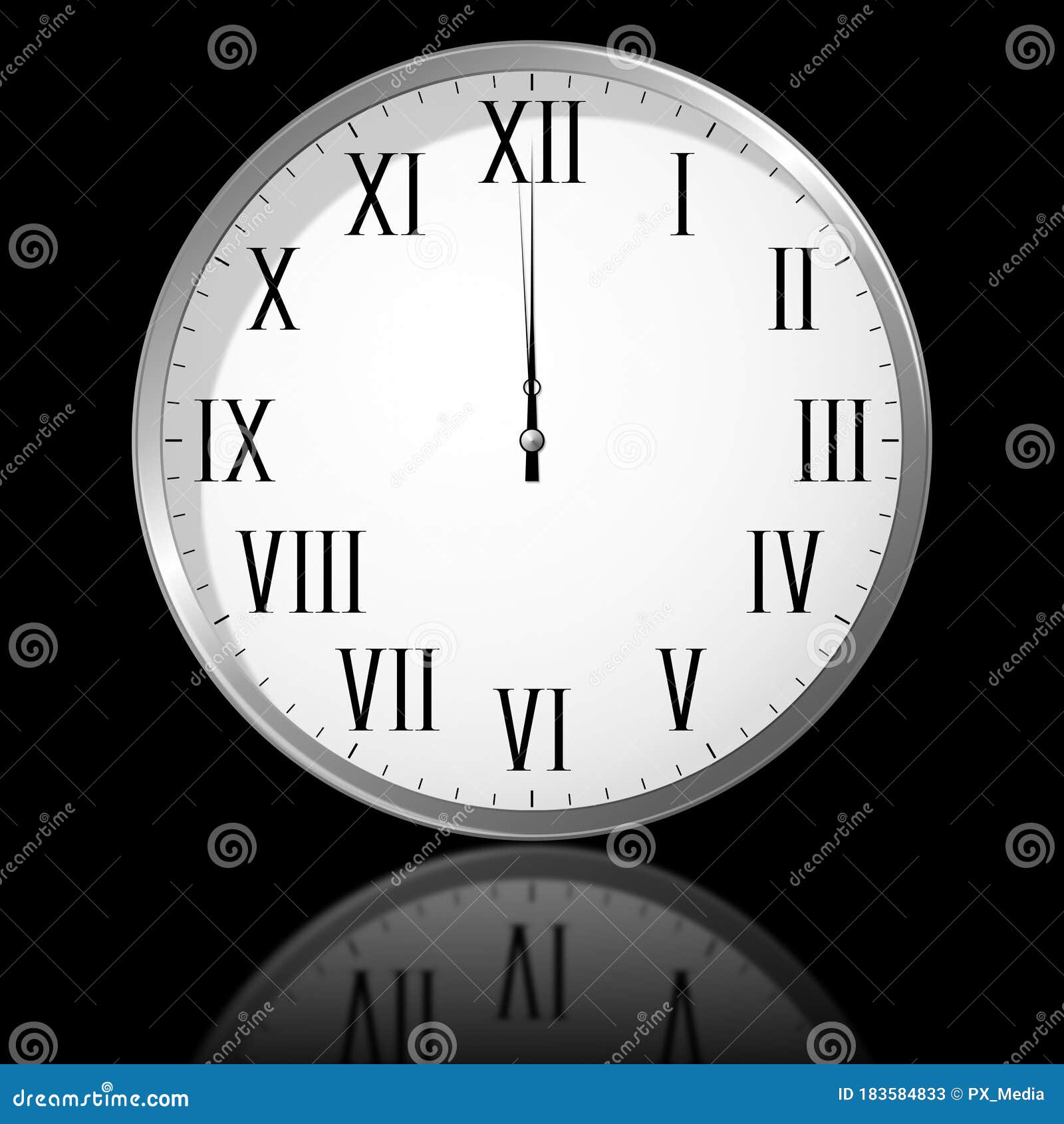 Clock Showing Midnight, Black Background Stock Illustration ...