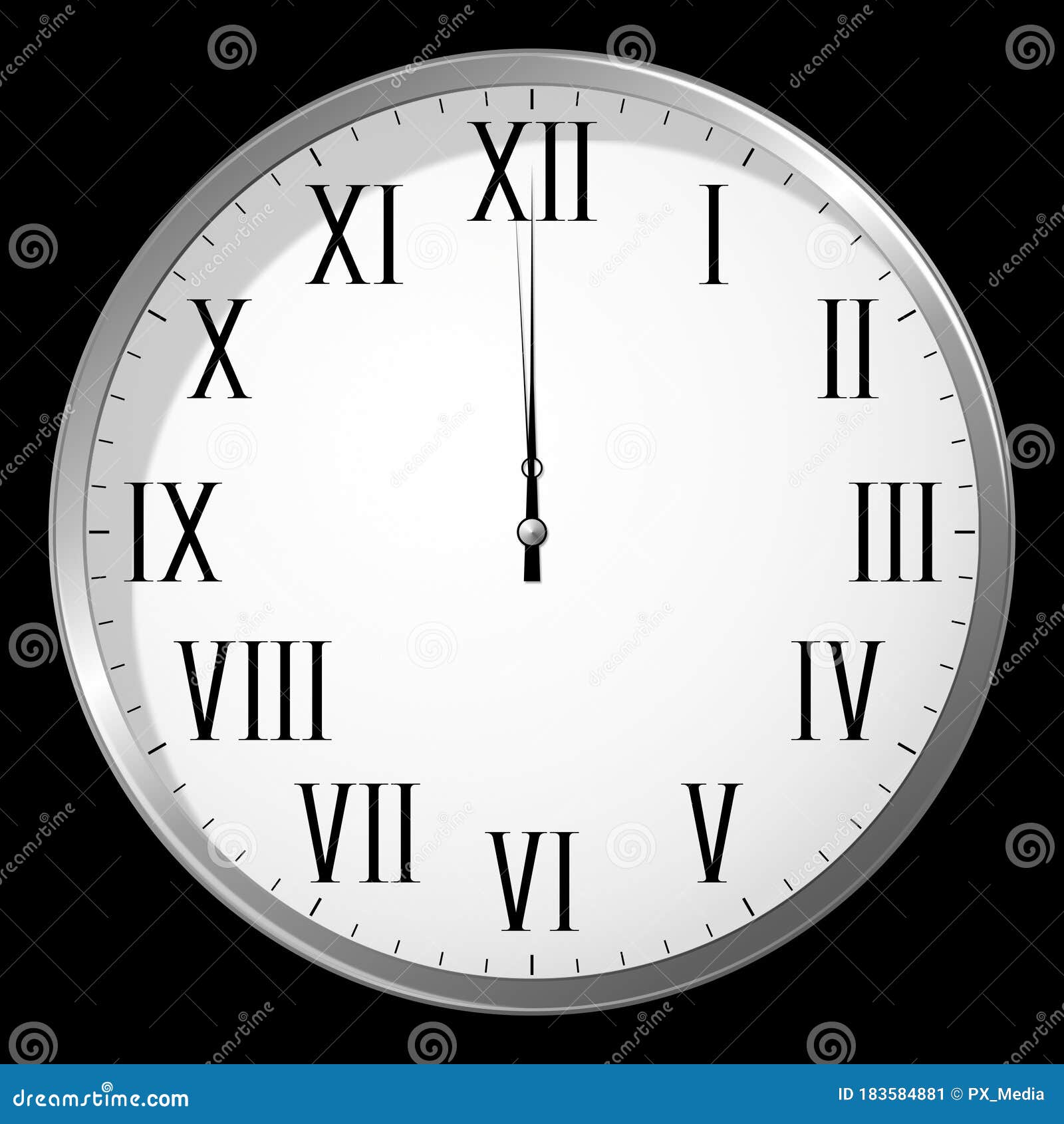 Clock Showing Midnight, Black Background Stock Illustration ...