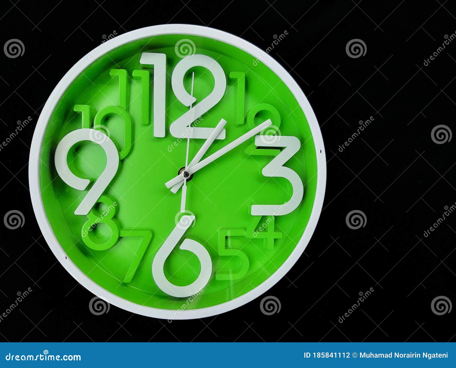 Clock On Black Background. The Time Is 01:10 Am Or Pm. One O& X27;clock ...