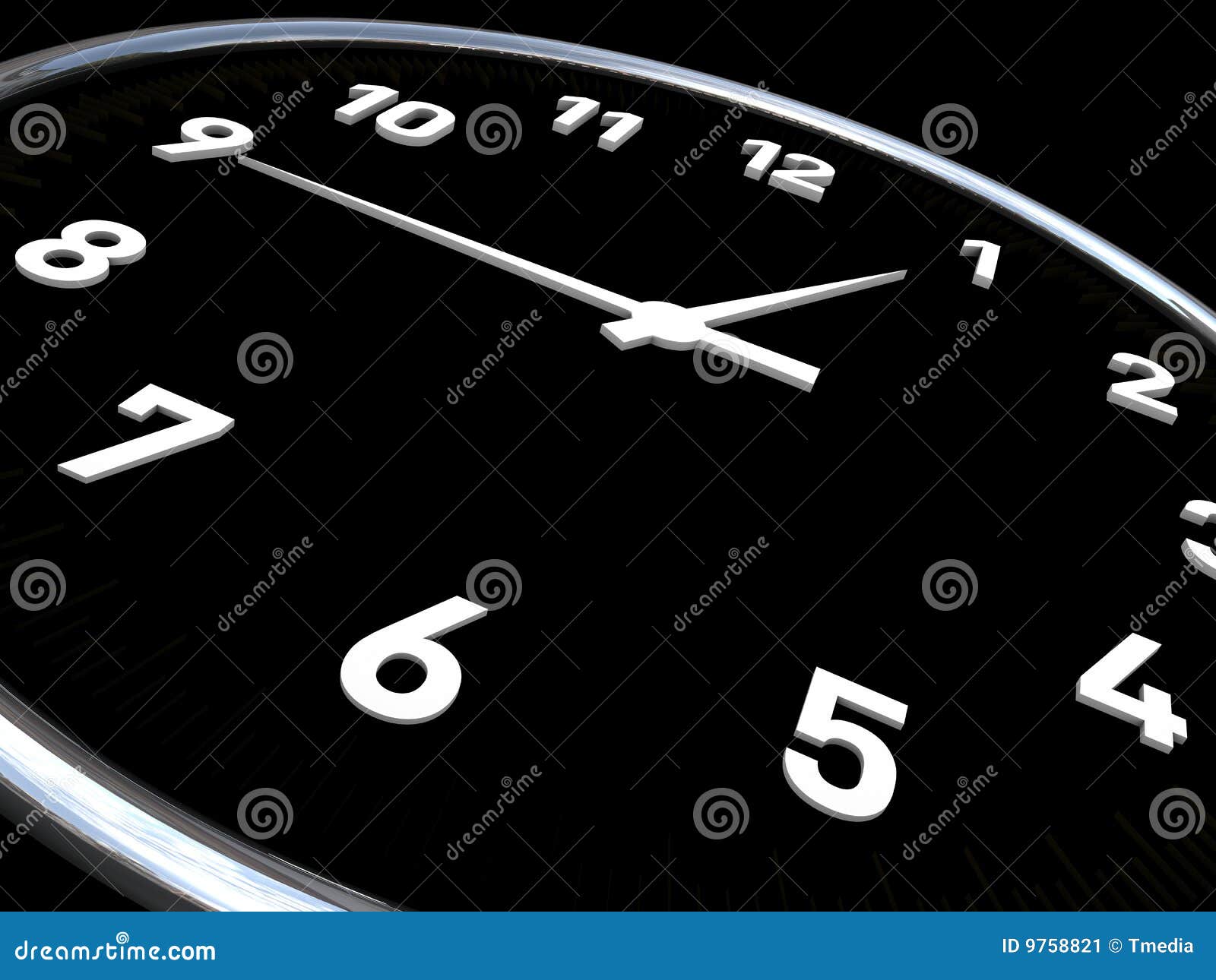 Clock In Black Background And White Dials Stock Image | CartoonDealer ...