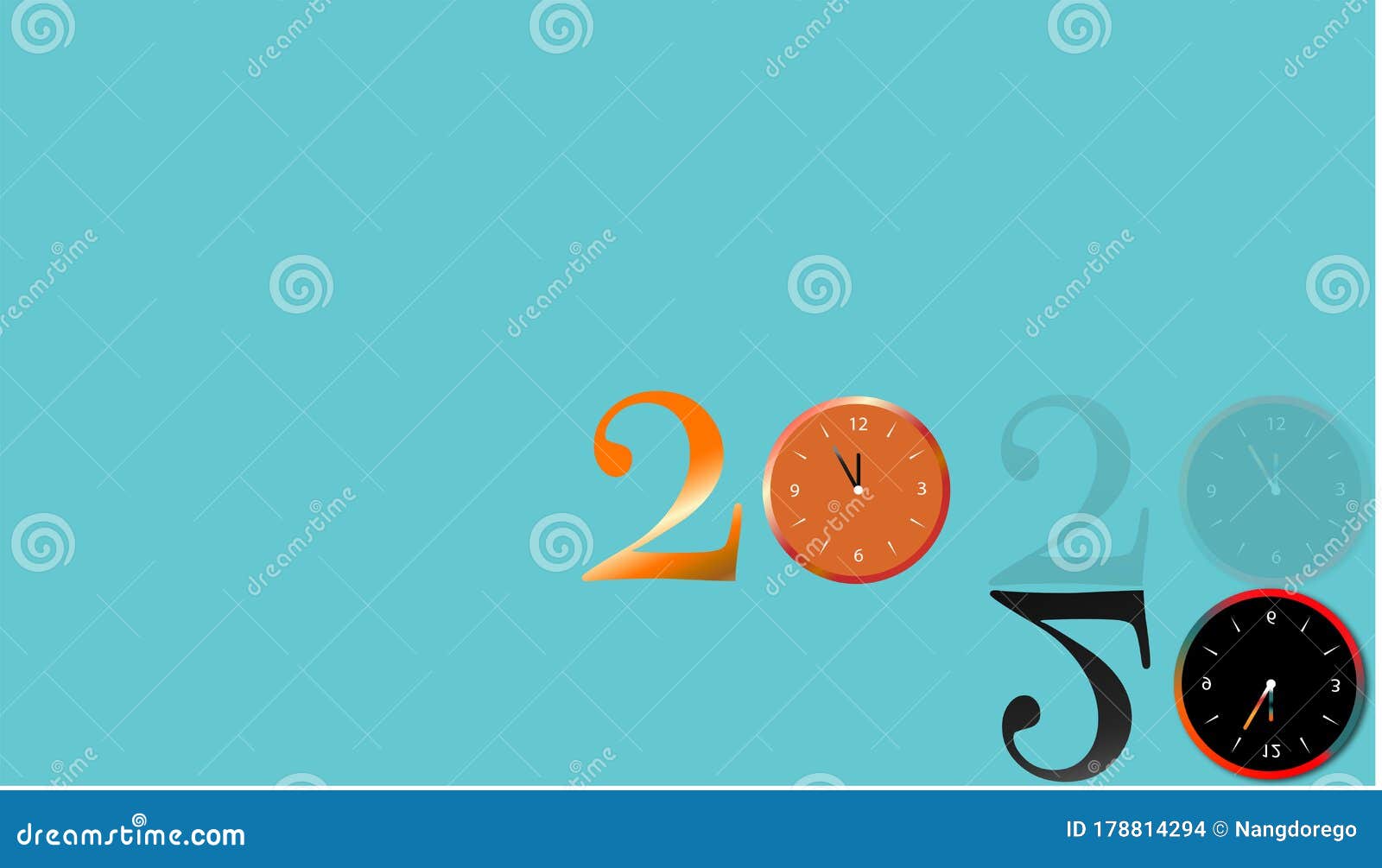 2020 clock blue background stock illustration. Illustration of frame ...