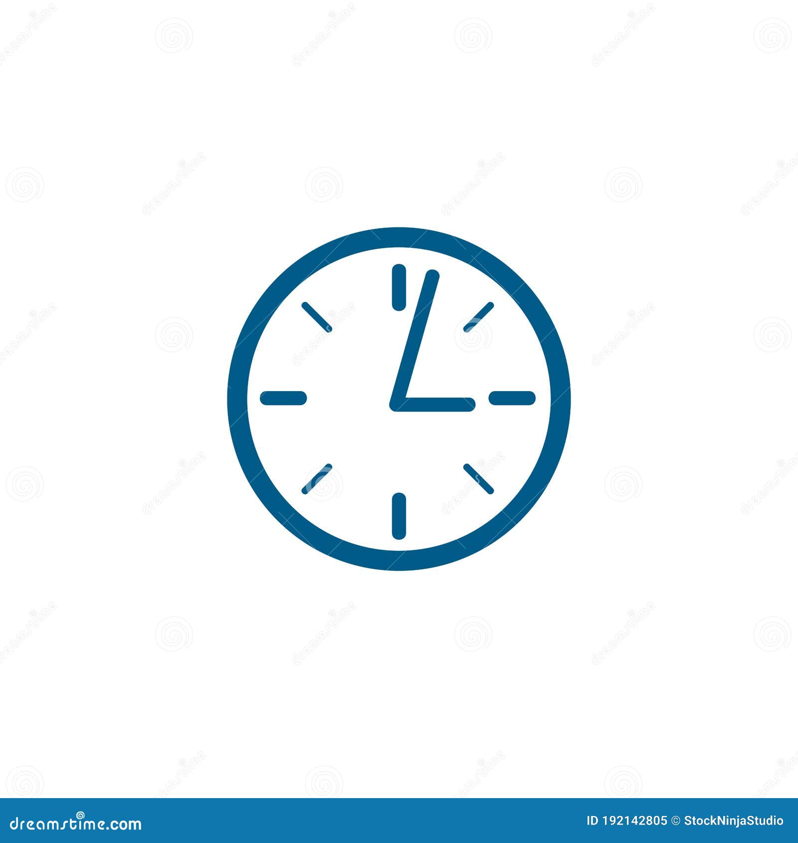 Clock Blue Icon on White Background. Blue Flat Style Vector ...