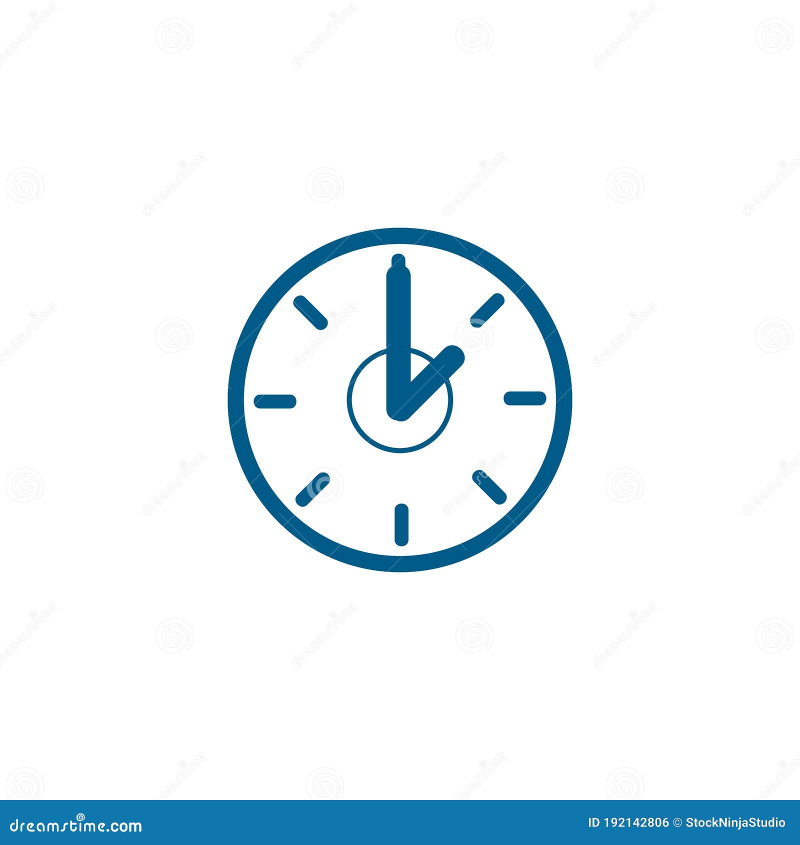 Clock Blue Icon on White Background. Blue Flat Style Vector ...