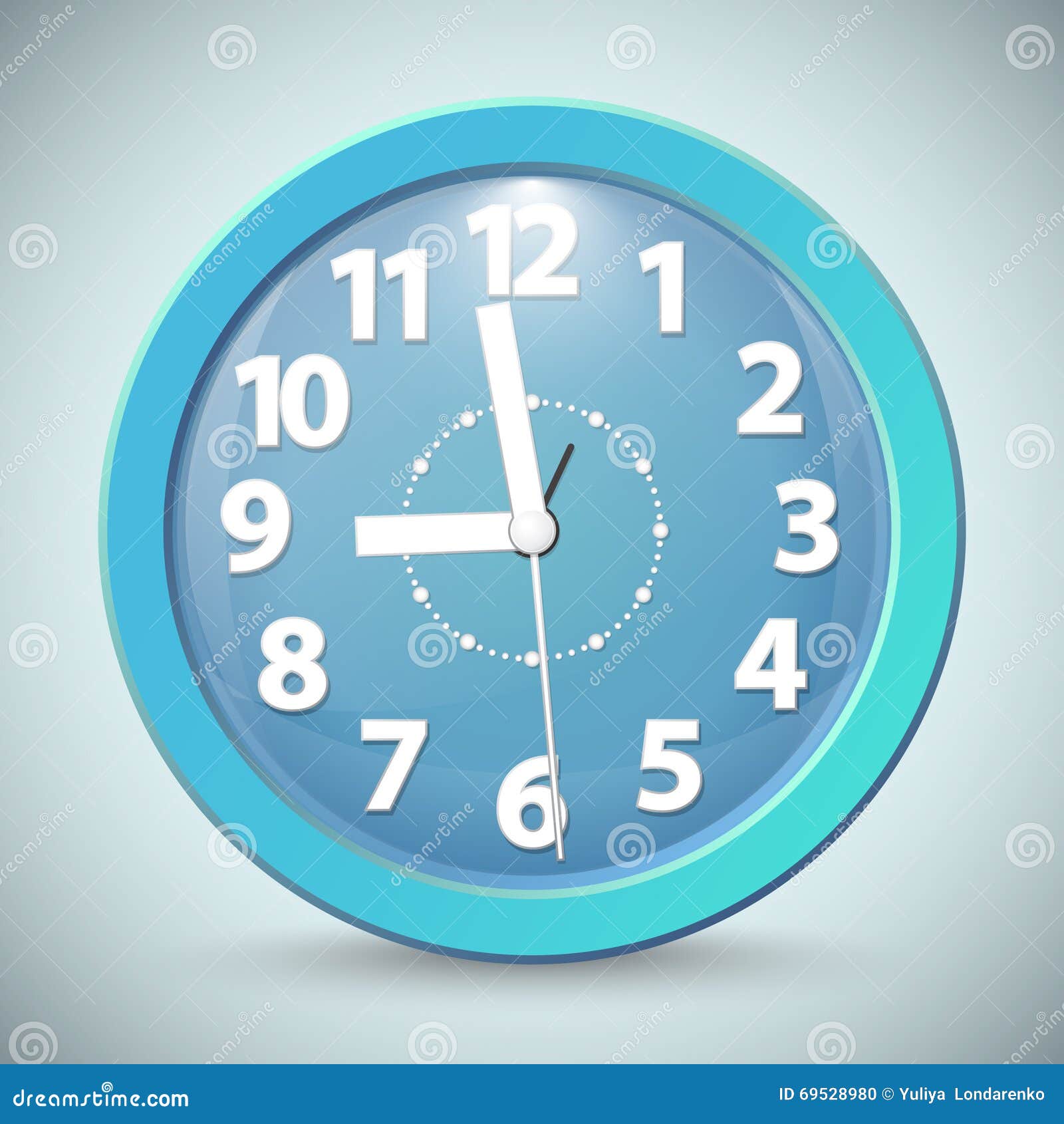 Clock stock vector. Illustration of minutes, turquoise - 69528980
