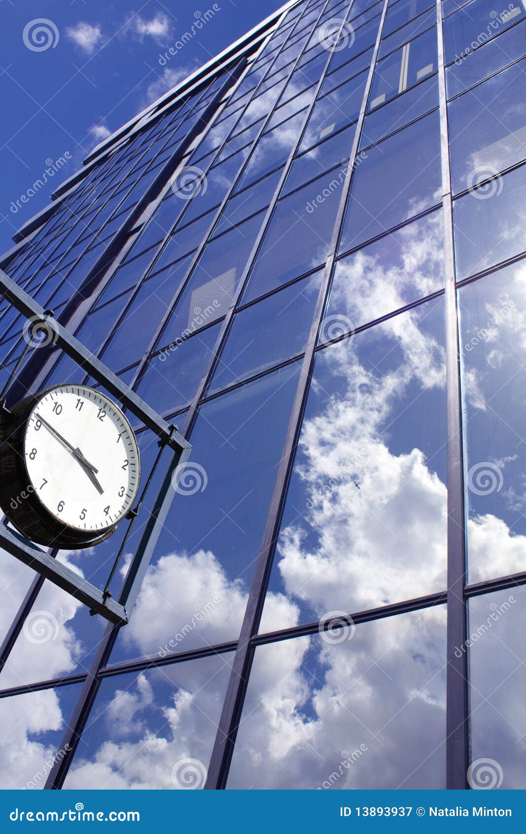 Clock on the Blue Office Building Background Stock Image - Image of ...
