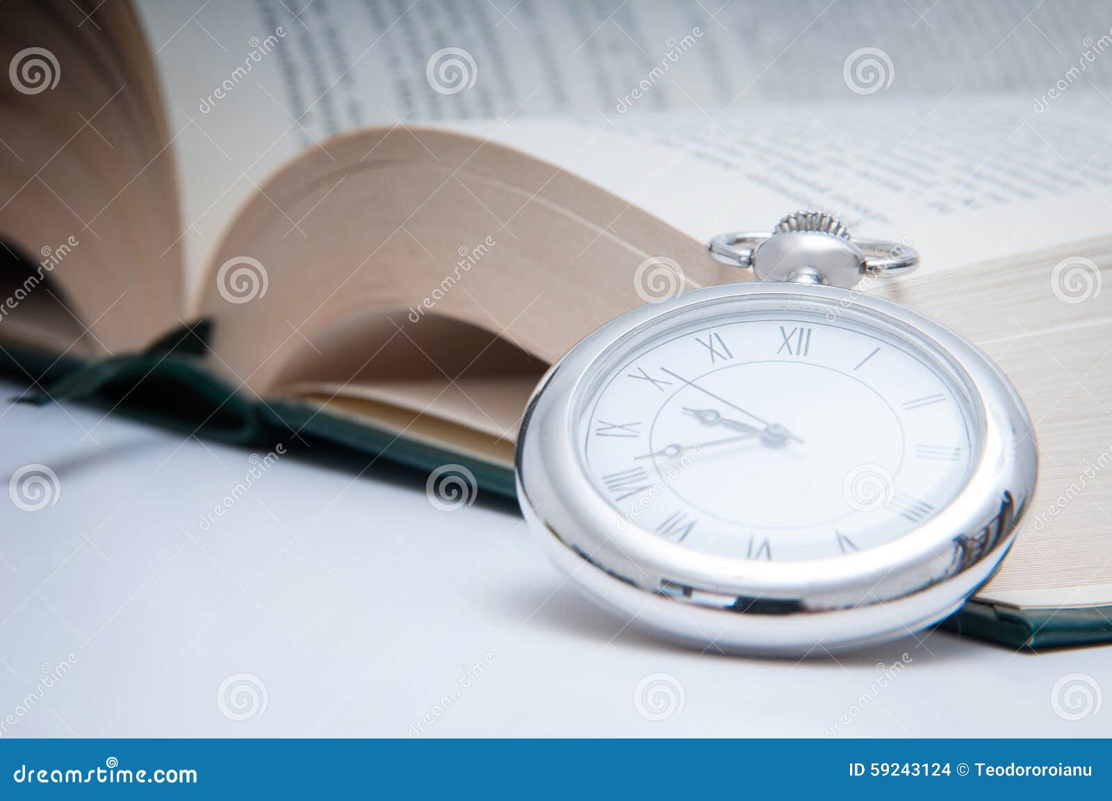 Clock and book stock photo. Image of close, leather, open - 59243124