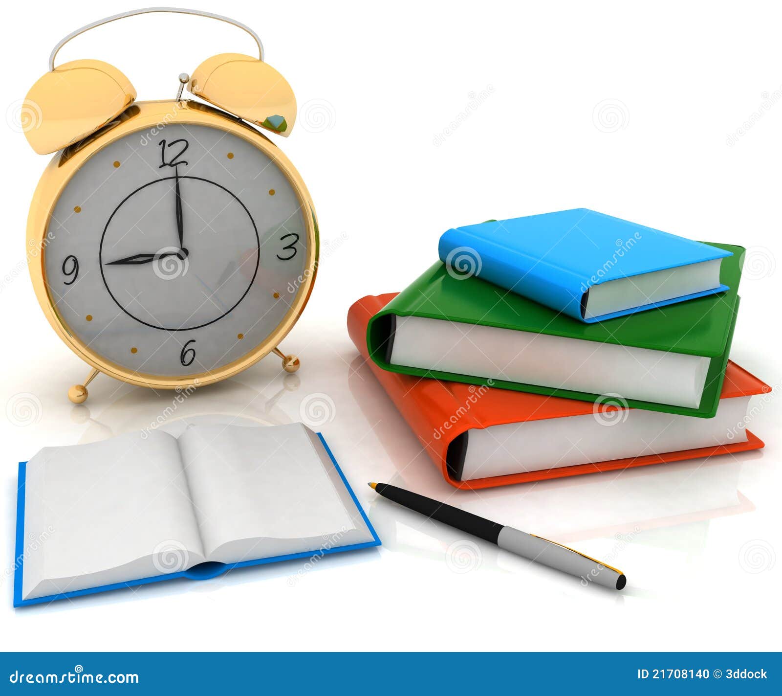 Clock and books stock illustration. Illustration of open - 21708140
