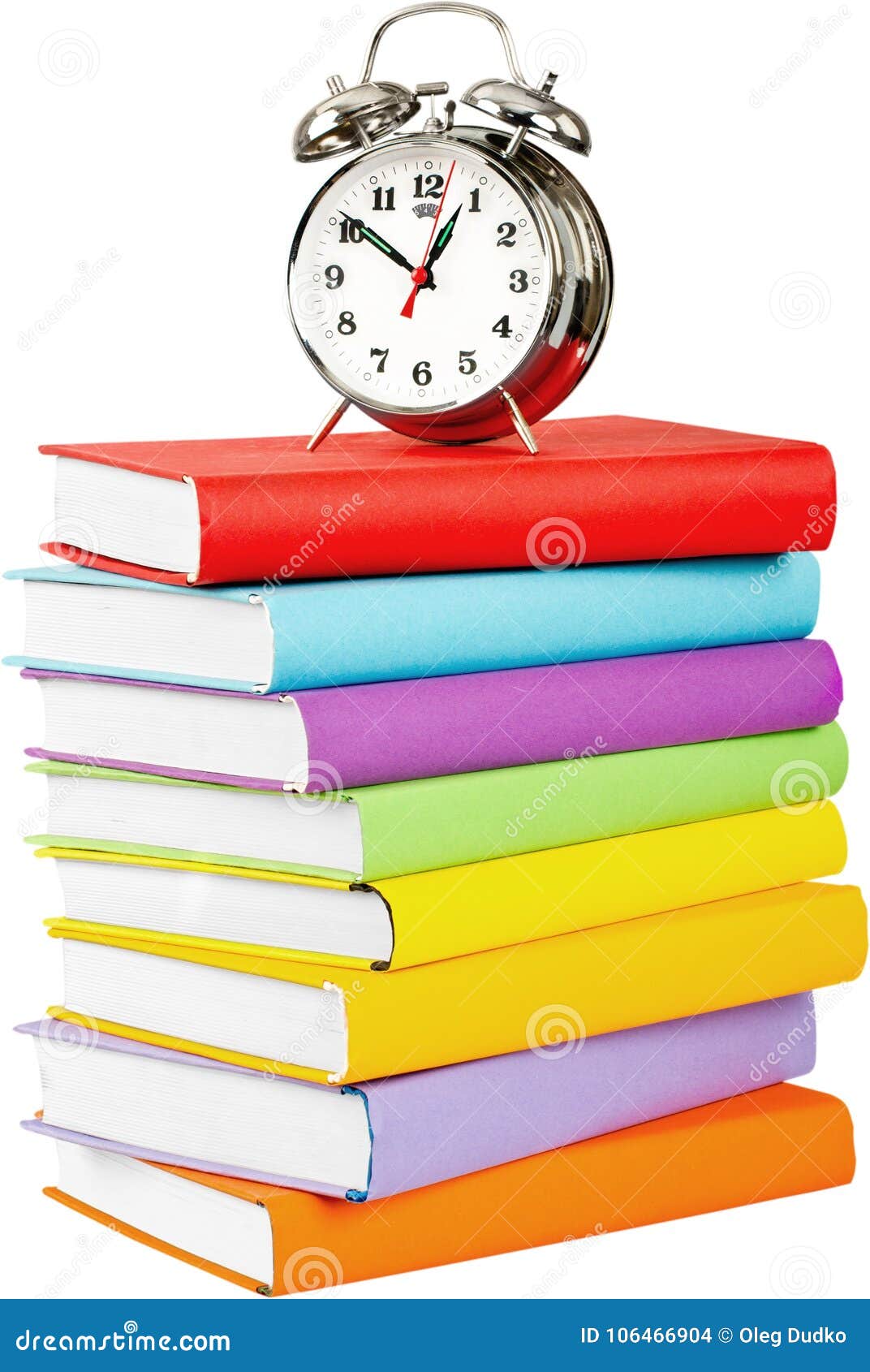 Pile of Colorful Books and Alarm Clock on Top on Stock Photo - Image of ... Pile of Colorful Books and Alarm Clock on Top on Stock Photo - Image of ...