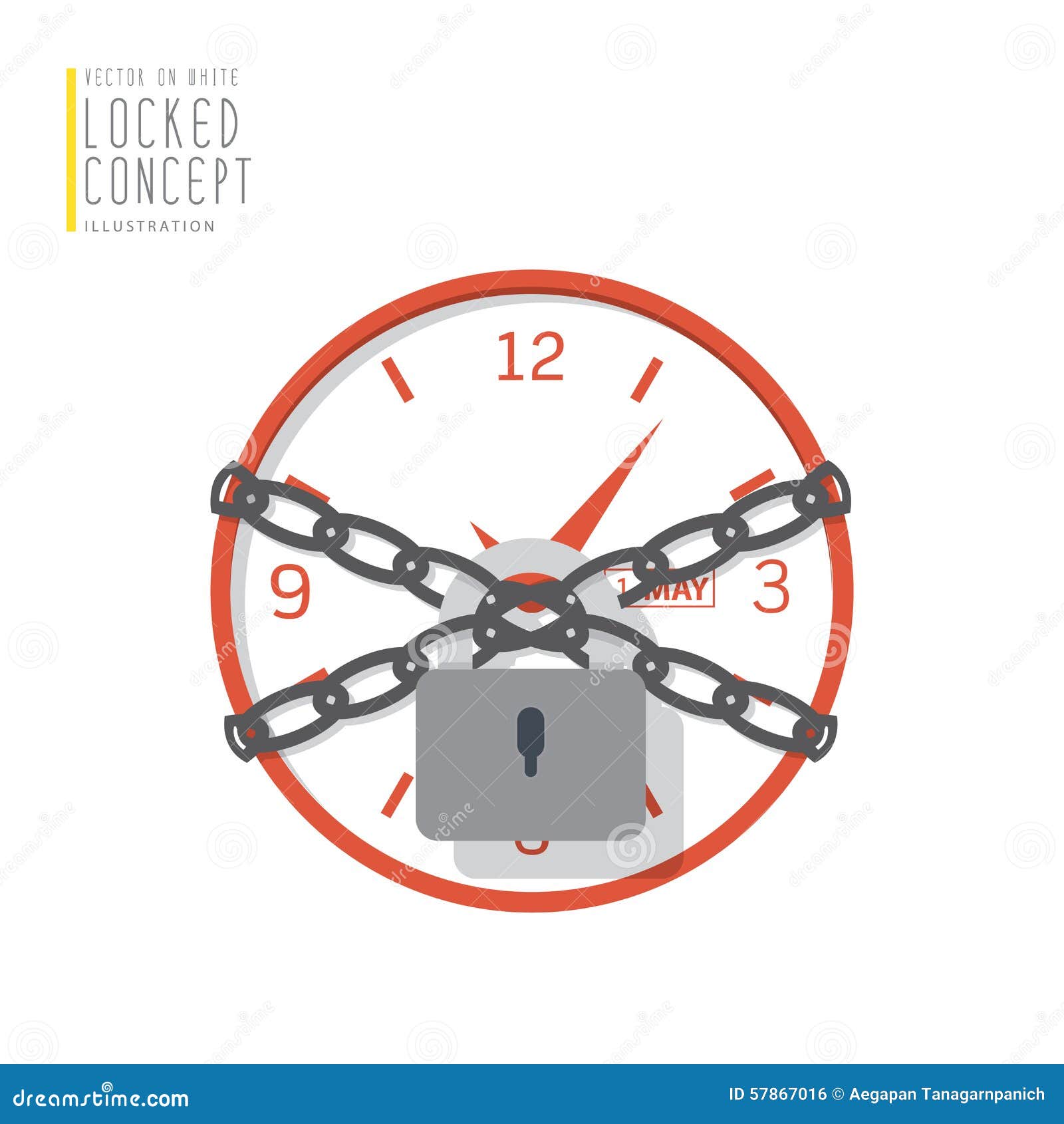 Clock are Bound with Chains and Locked with a Padlock Flat Vecto Stock ...