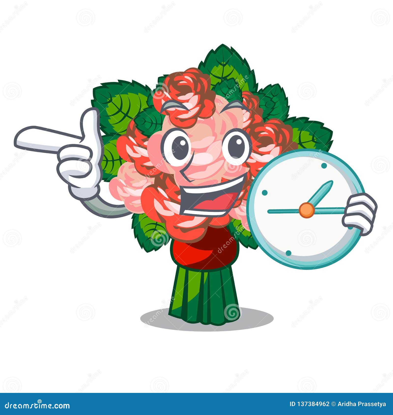With Clock Bouquets Flower on the Character Shape Stock Vector ...
