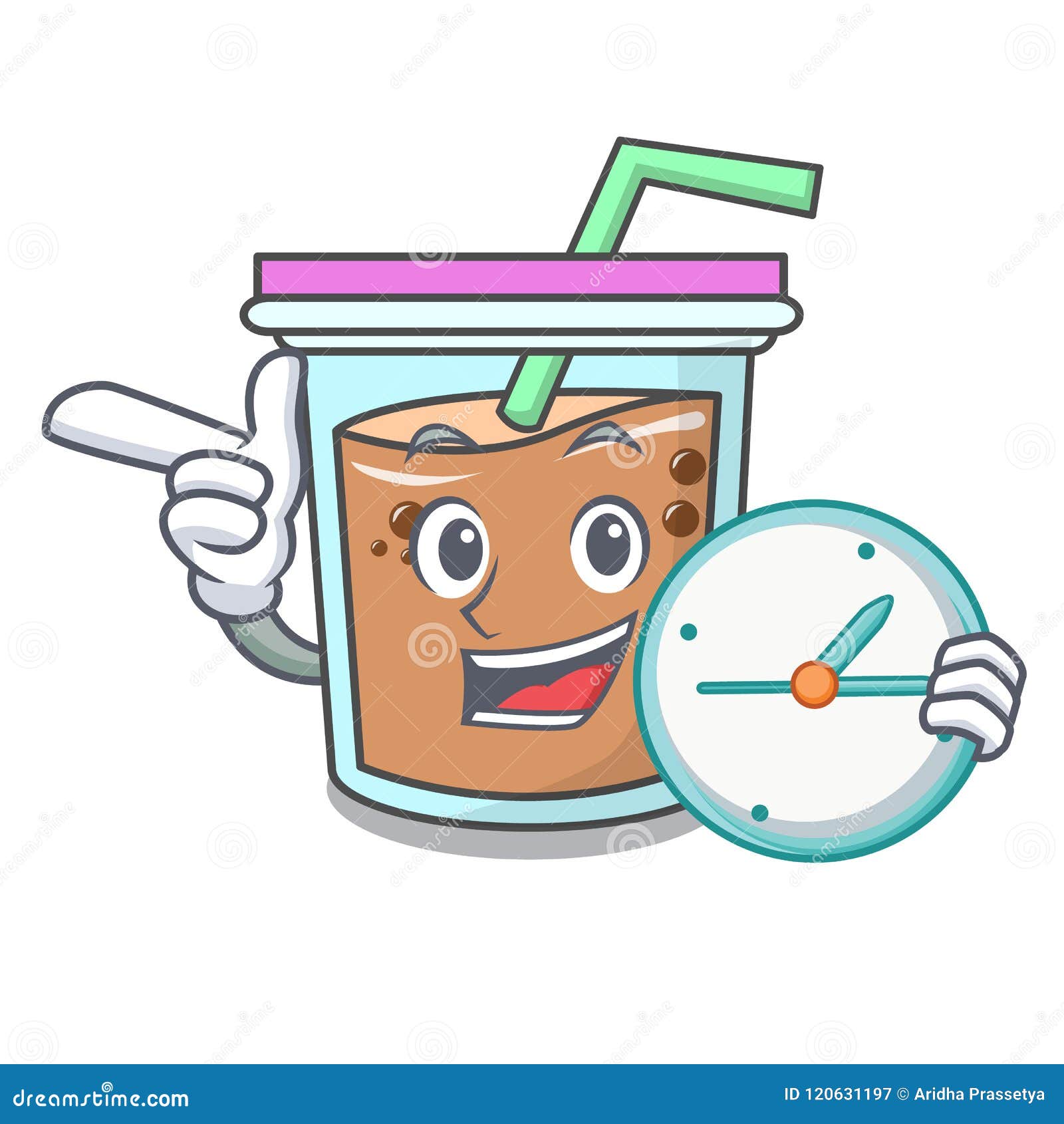 With Clock Bubble Tea Character Cartoon Stock Vector - Illustration of ...
