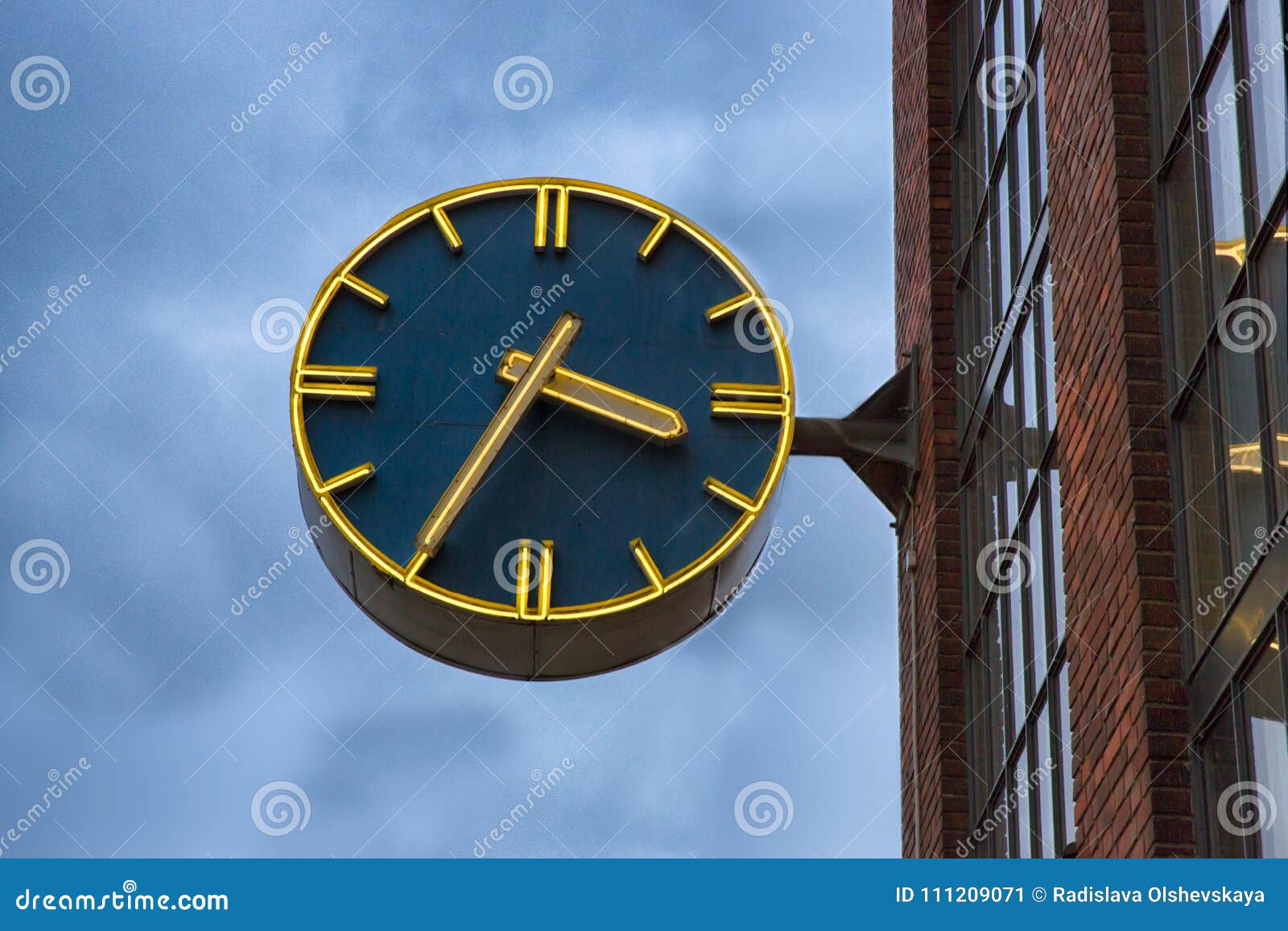 Clock on the Building Facade. Stock Image - Image of tower, modern ...