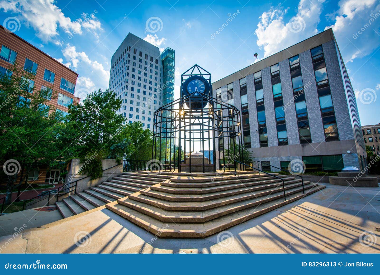 Clock and Buildings at Northeastern University, in Boston ...
