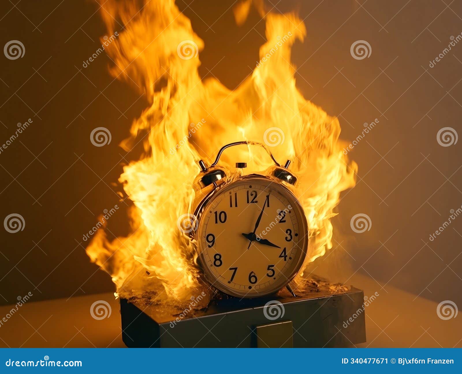 Burning Alarm Clock on Fire. Burn Time Stock Image - Image of dramatic ...