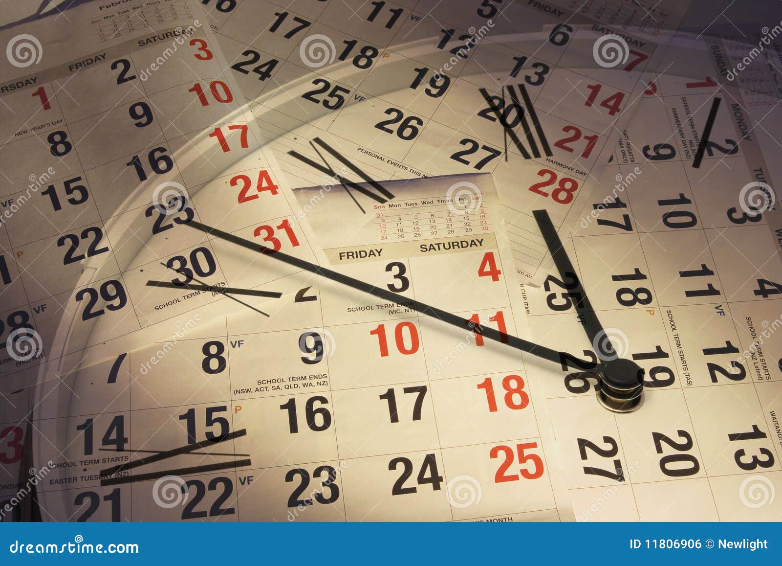 Clock and Calendar stock photo. Image of timing, season - 11806906