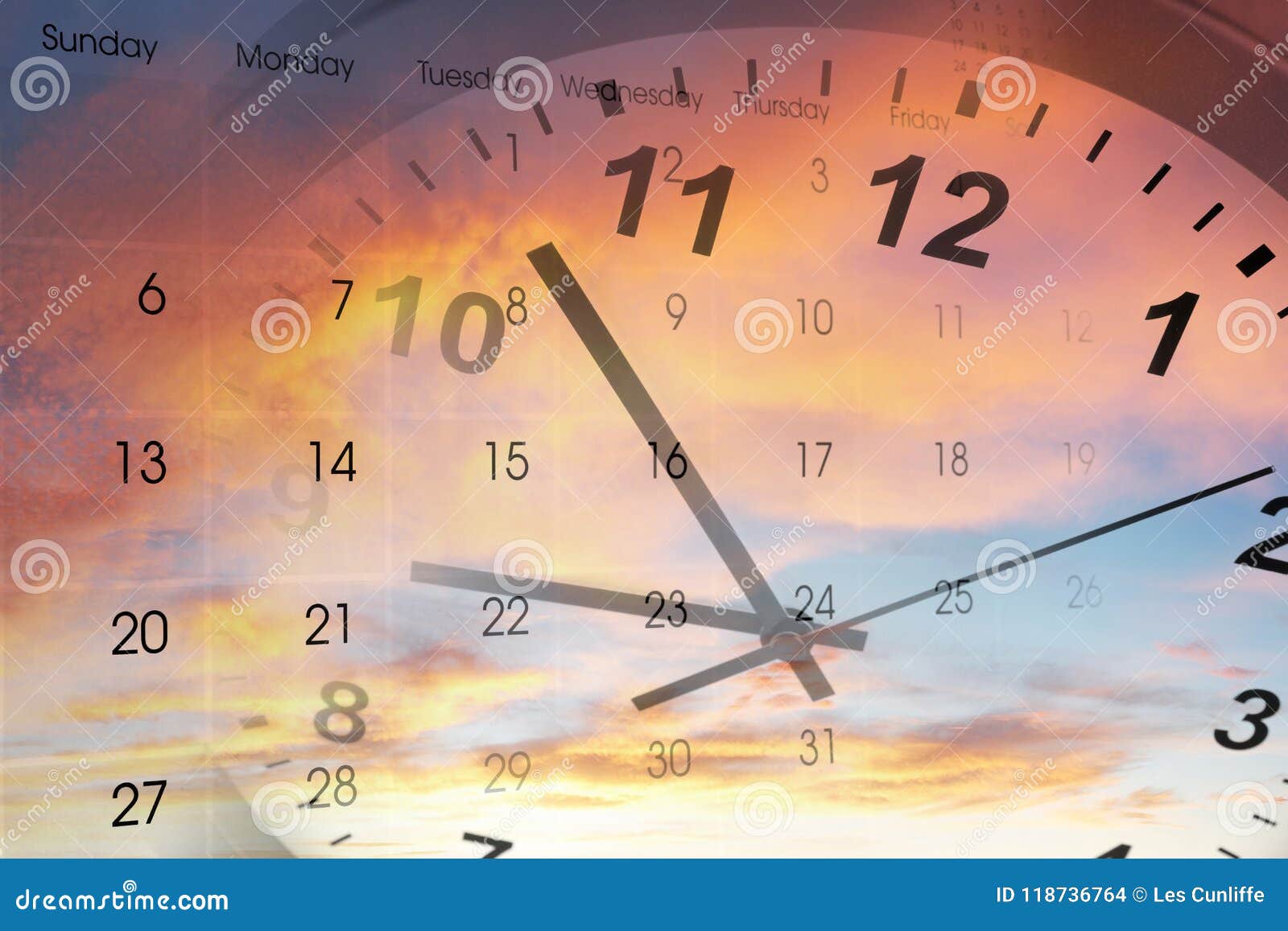 Clock and calendar stock photo. Image of management - 118736764
