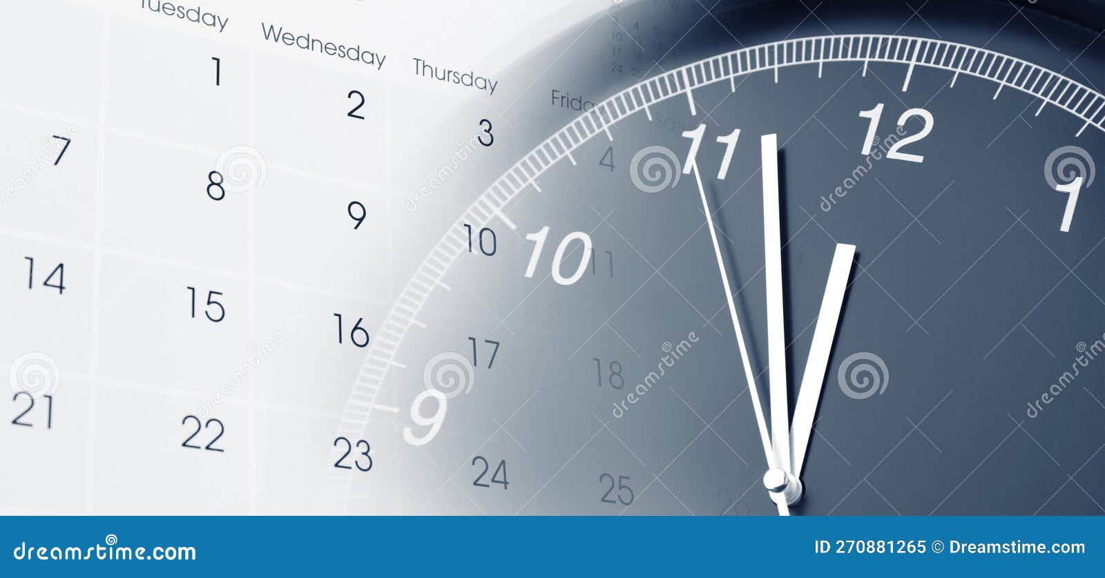 Clock and calendar stock image. Image of timepiece, number - 270881265