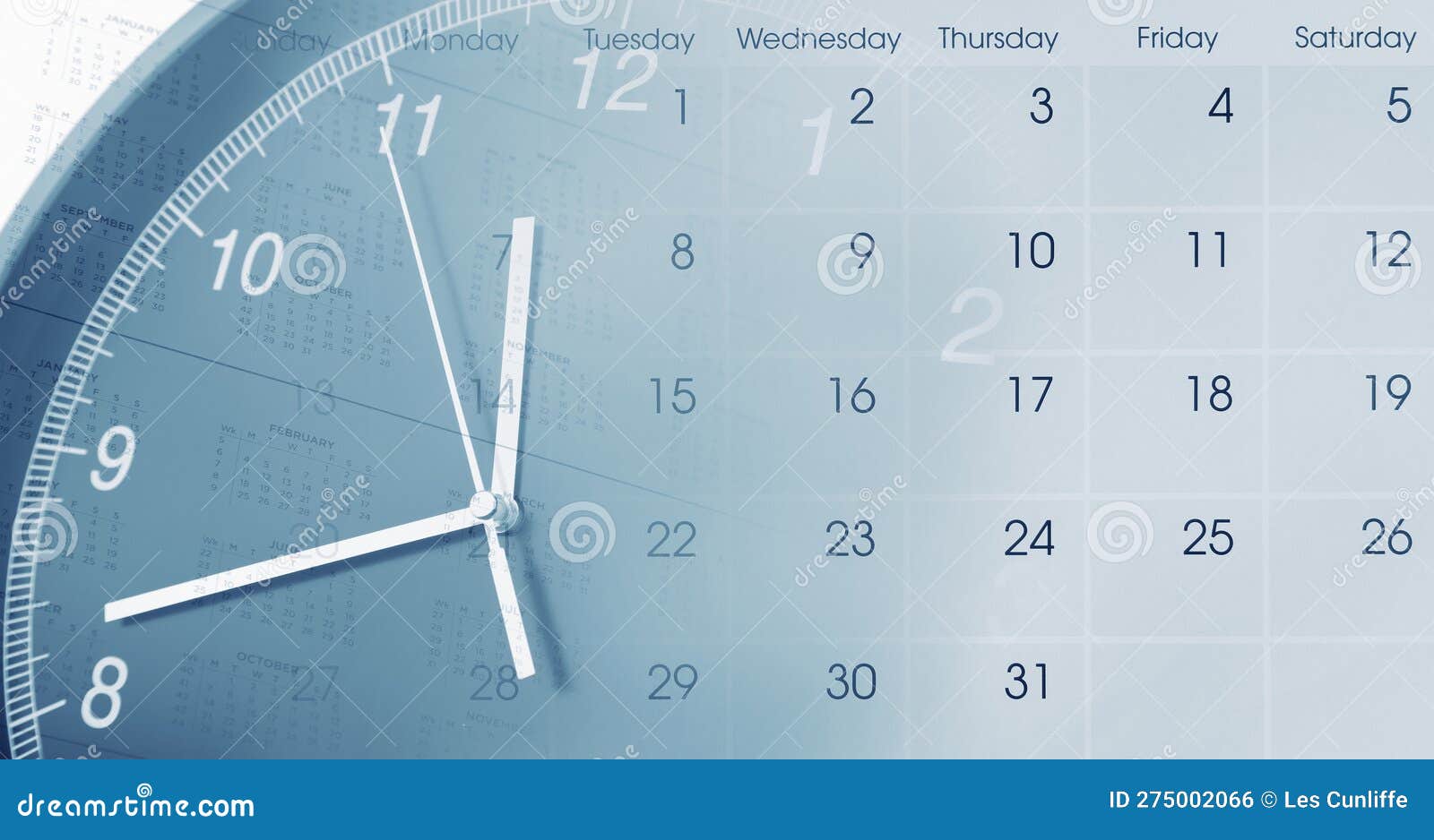 Clock and calendar stock photo. Image of month, week - 275002066