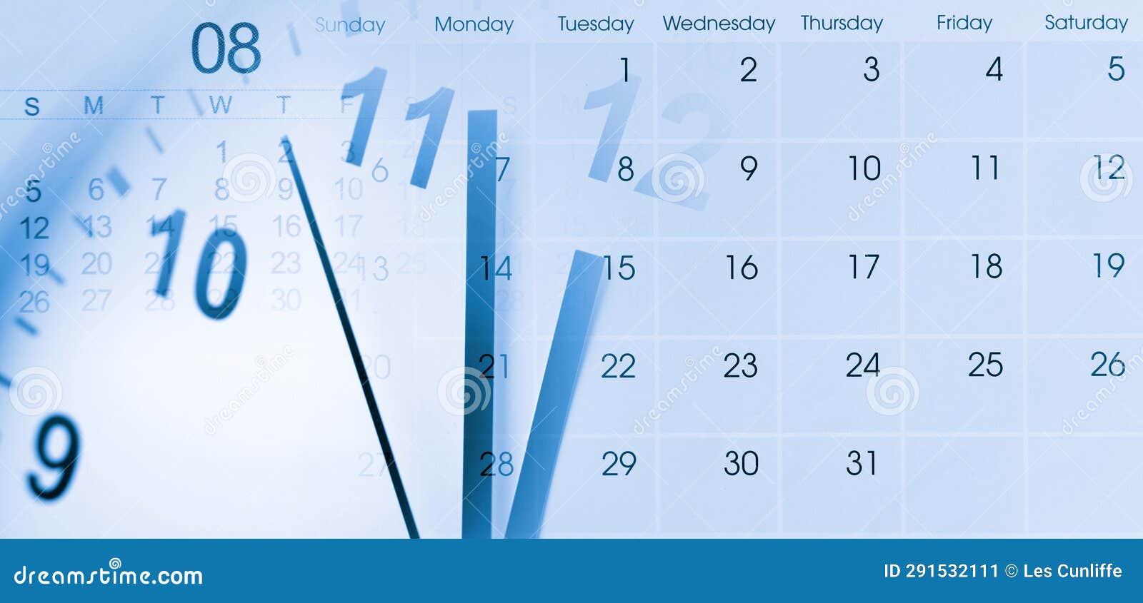 Clock and calendar stock image. Image of timer, deadline - 291532111