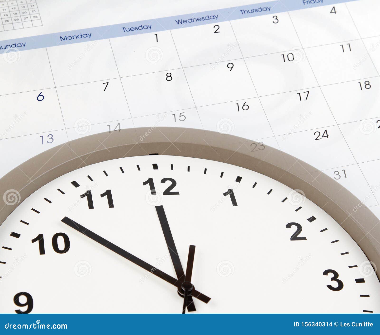 Clock and calendar stock photo. Image of measurement - 156340314