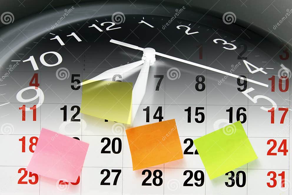 Clock and Calendar Page stock photo. Image of numbers - 26096710