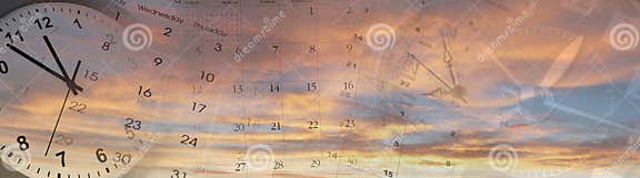Clocks and Calendars in Sky Stock Image - Image of punctual, month ...