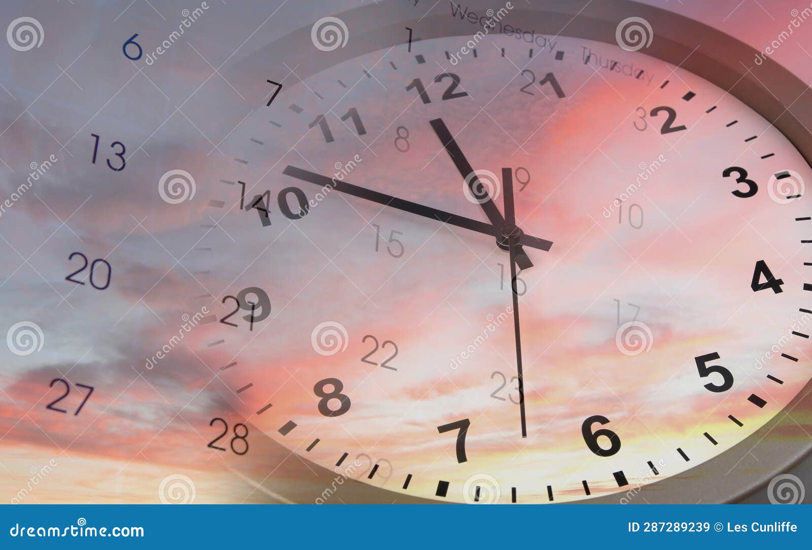 Clock and calendar in sky stock image. Image of yearquot - 287289239