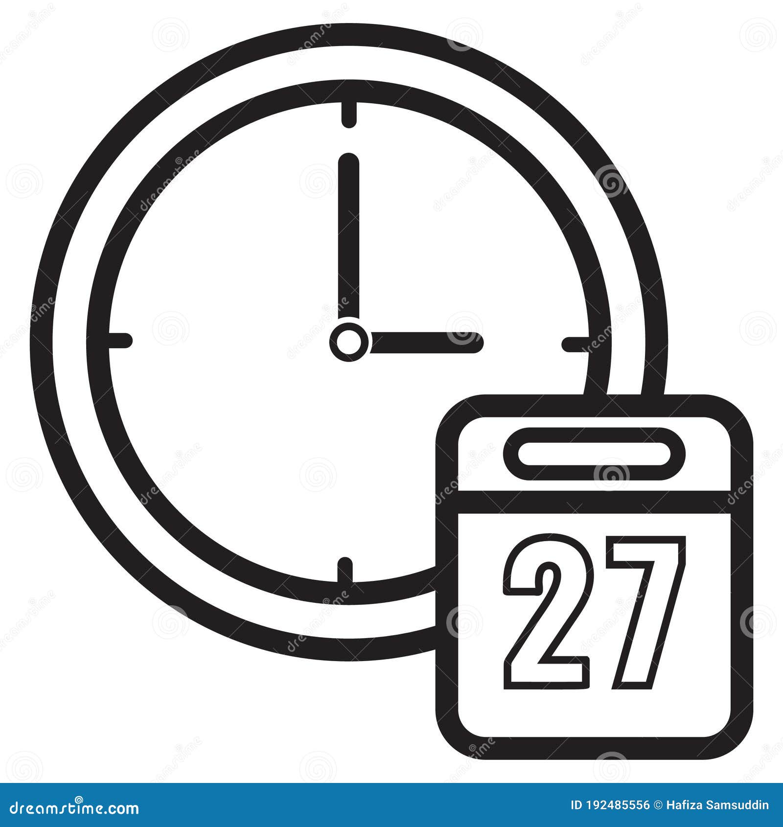 Clock with Calendar. Vector Illustration Decorative Design Stock Vector ...