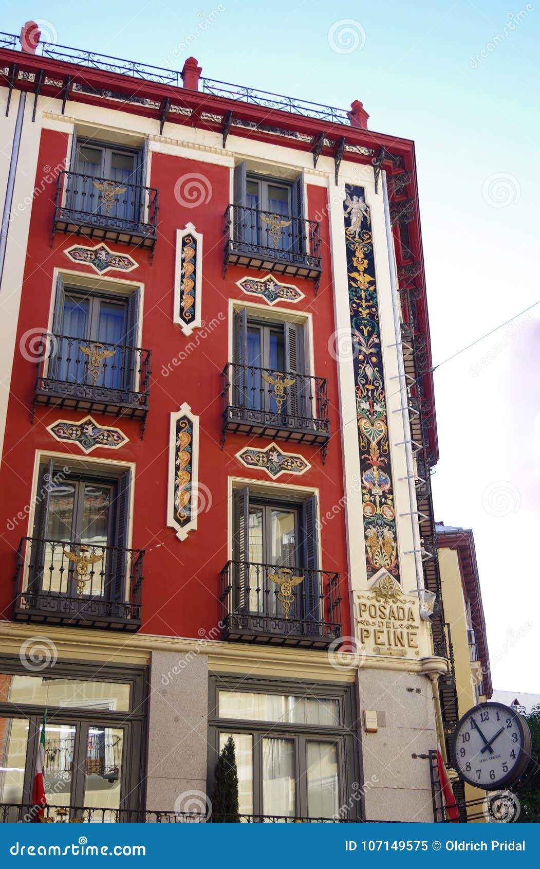 Clock on Calle Postas, Madrid, Spain Editorial Image - Image of house ...