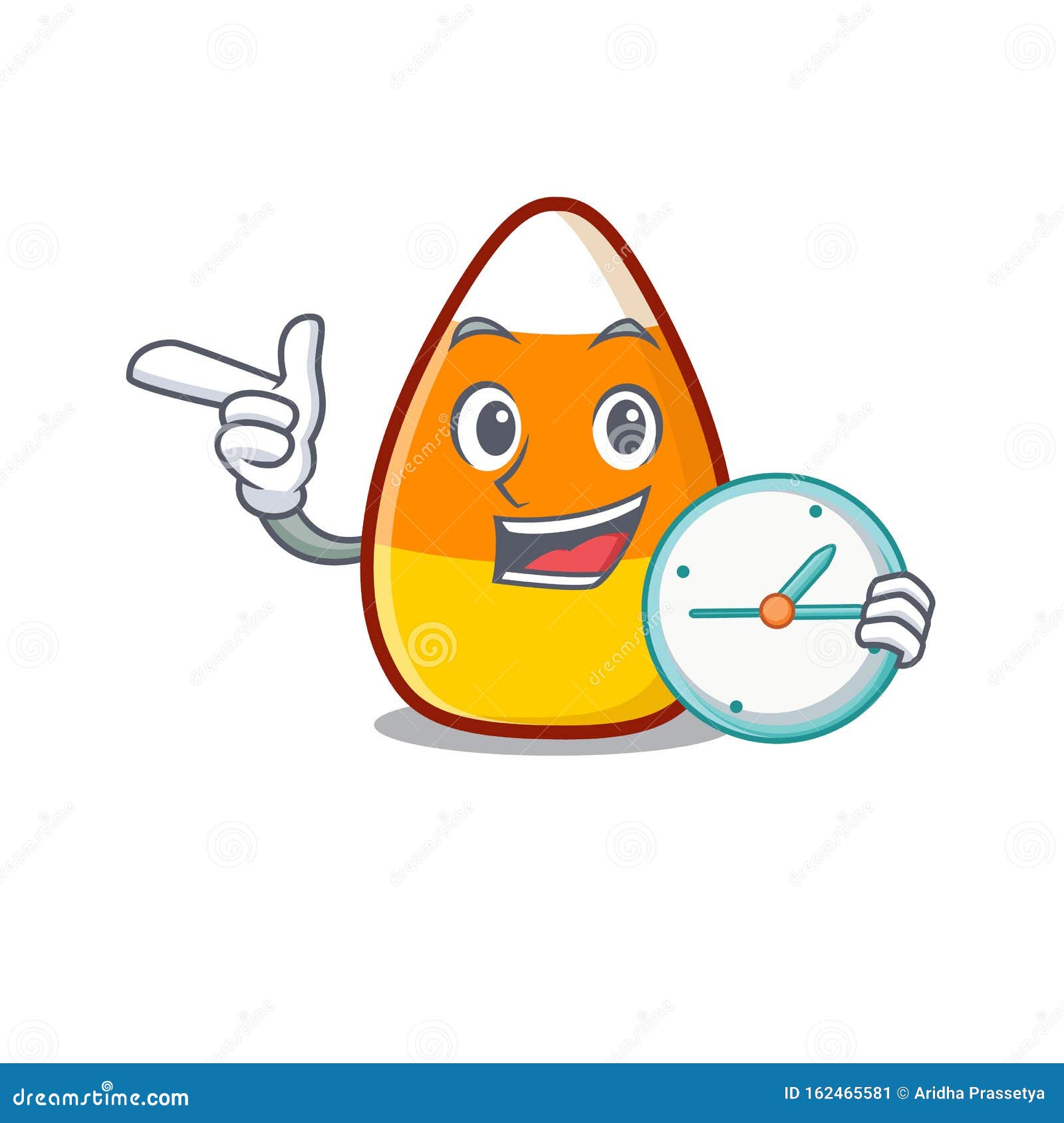 With Clock Candy Corn Cartoon with Character Shape Stock Vector ...