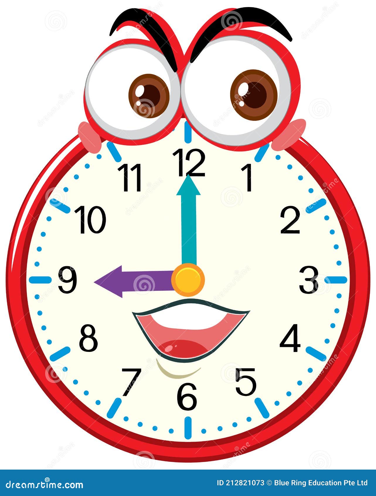 Clock Cartoon Character with Facial Expression Stock Vector ...
