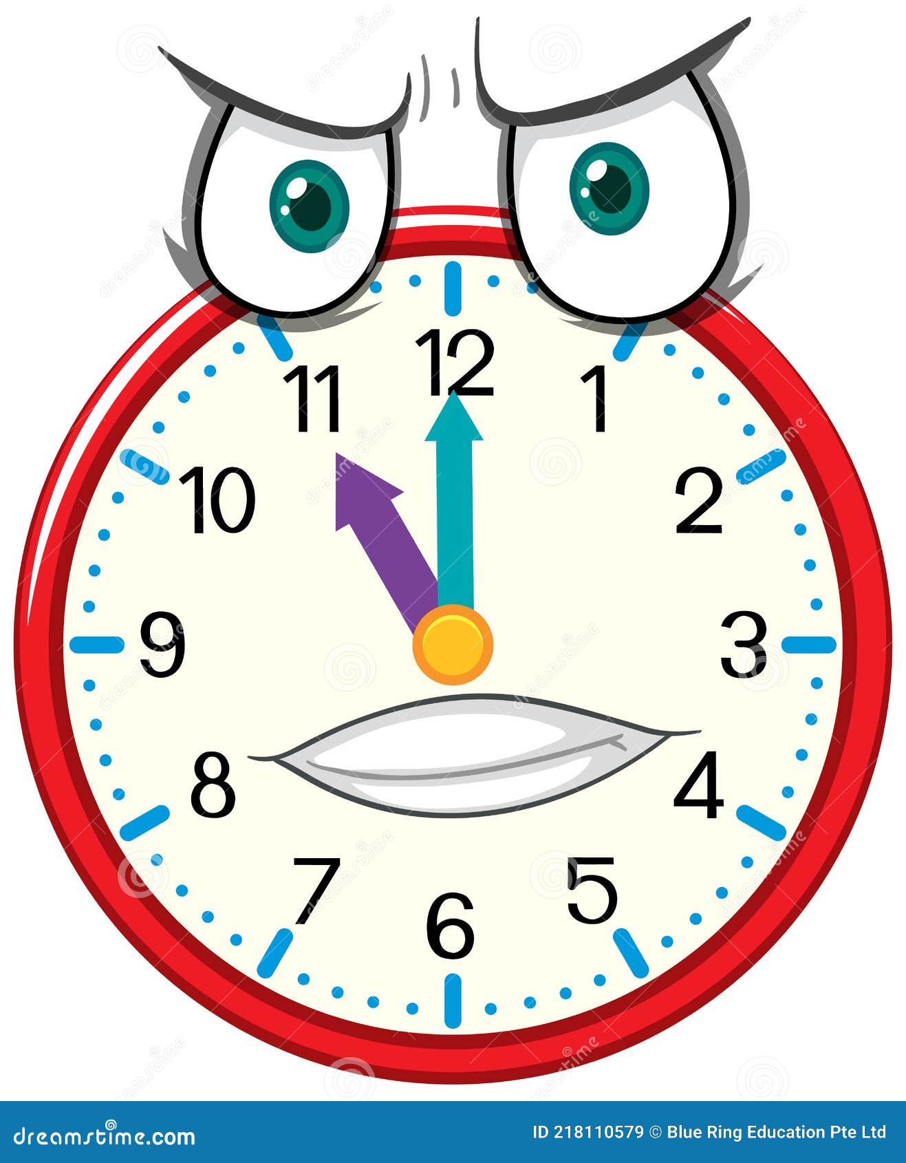 Clock Cartoon Character with Facial Expression Stock Vector ...