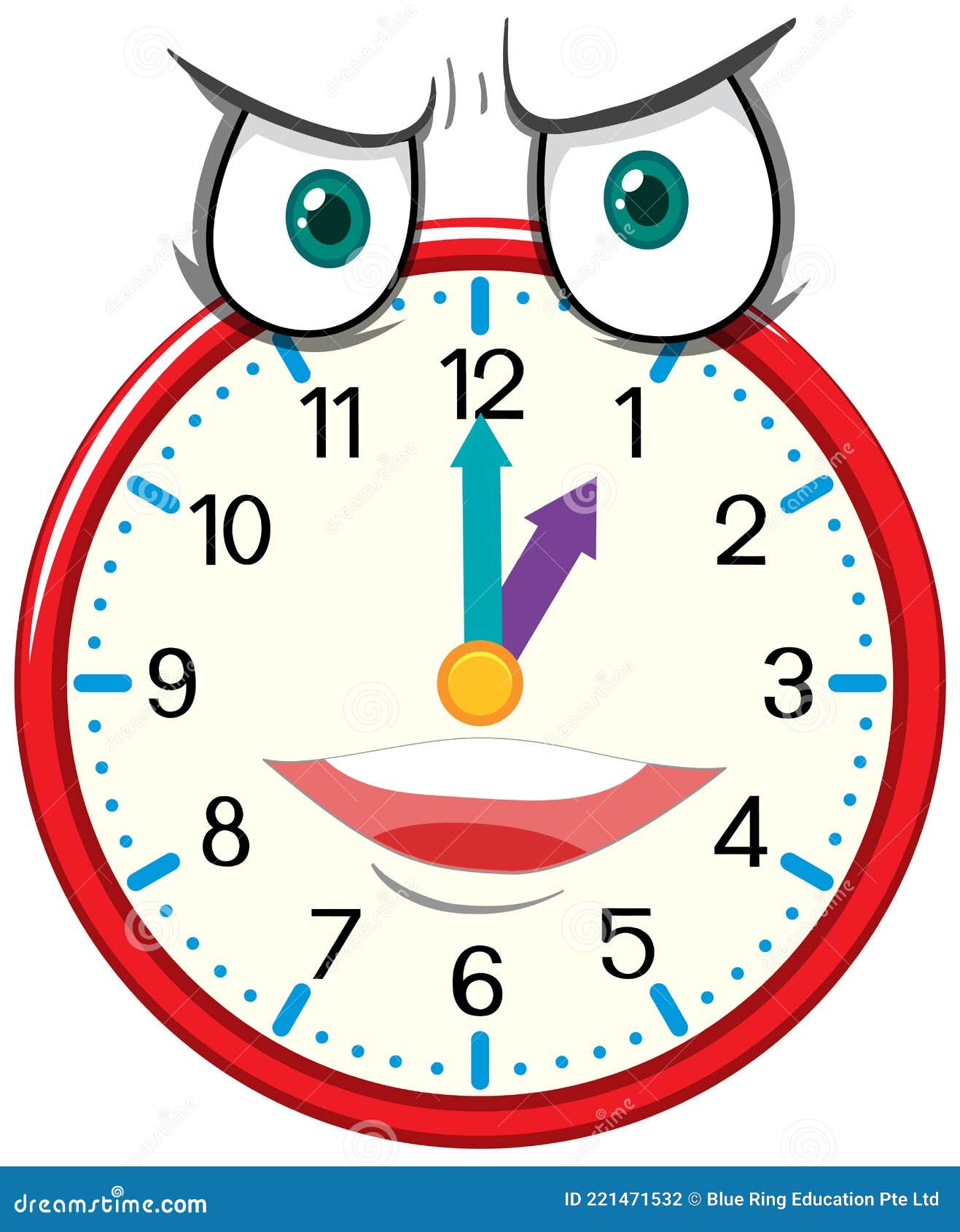 Clock Cartoon Character with Facial Expression Stock Vector ...