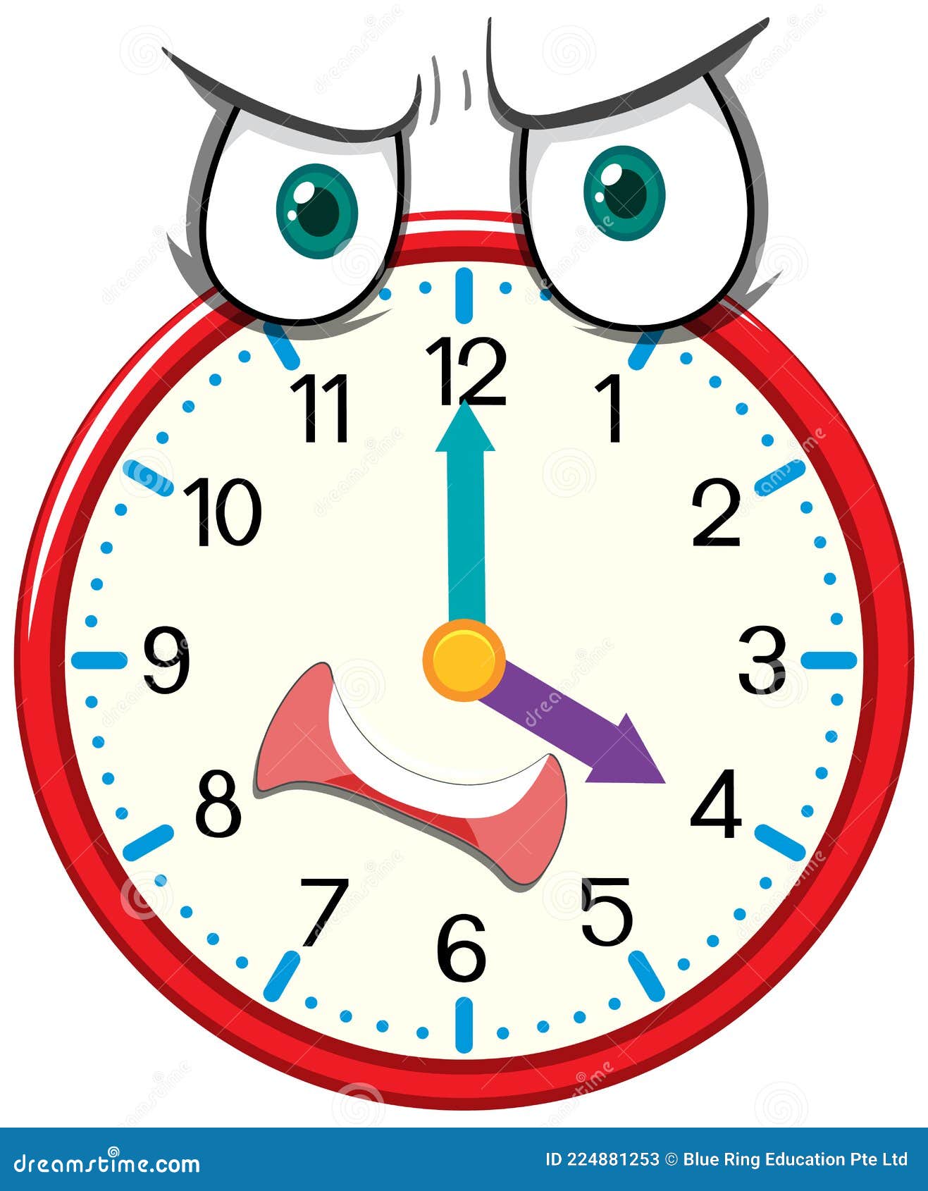 Clock Cartoon Character with Facial Expression Stock Vector ...