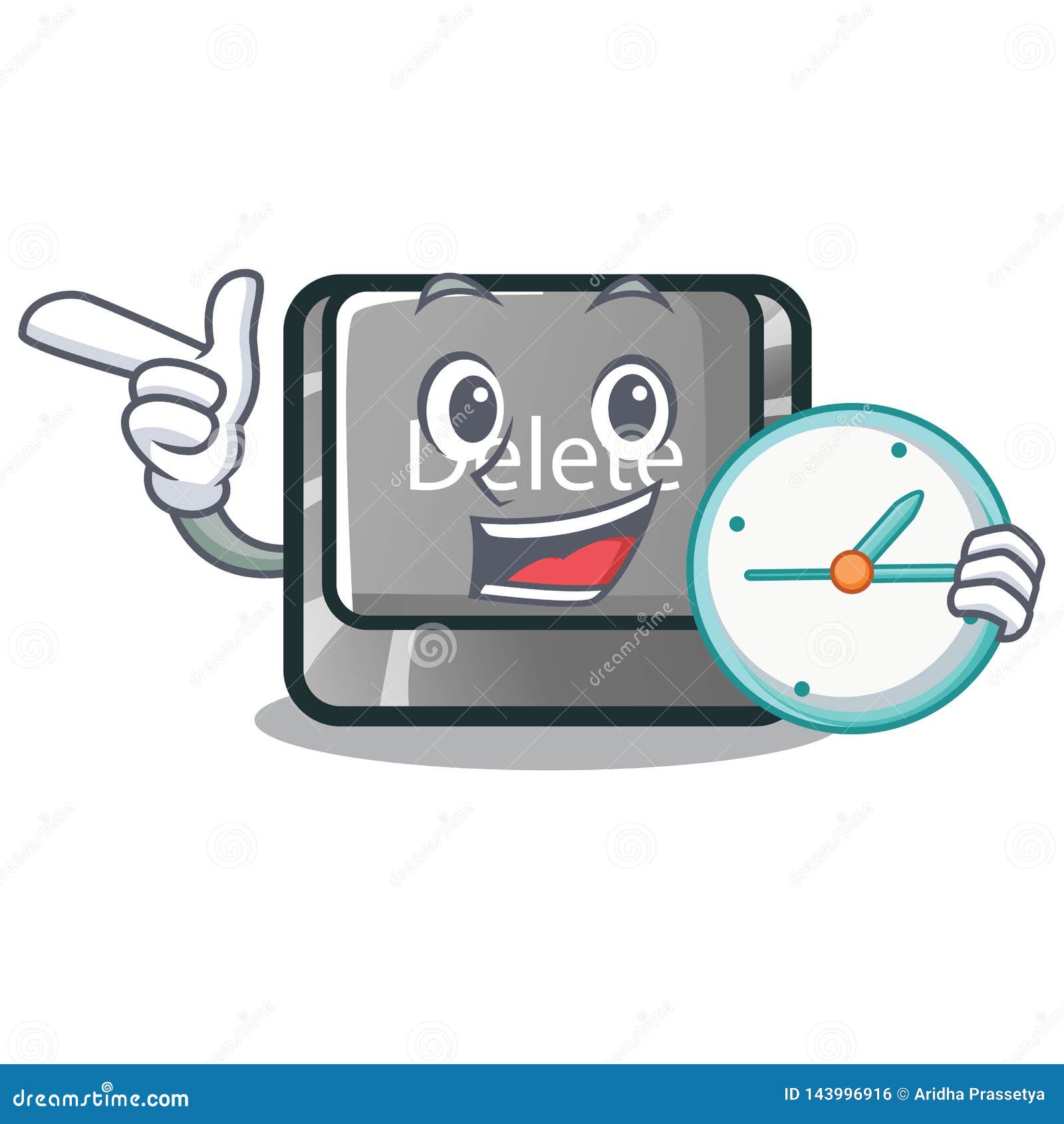 With Clock Cartoon Delete Button Located on Keyboard Stock Vector ...