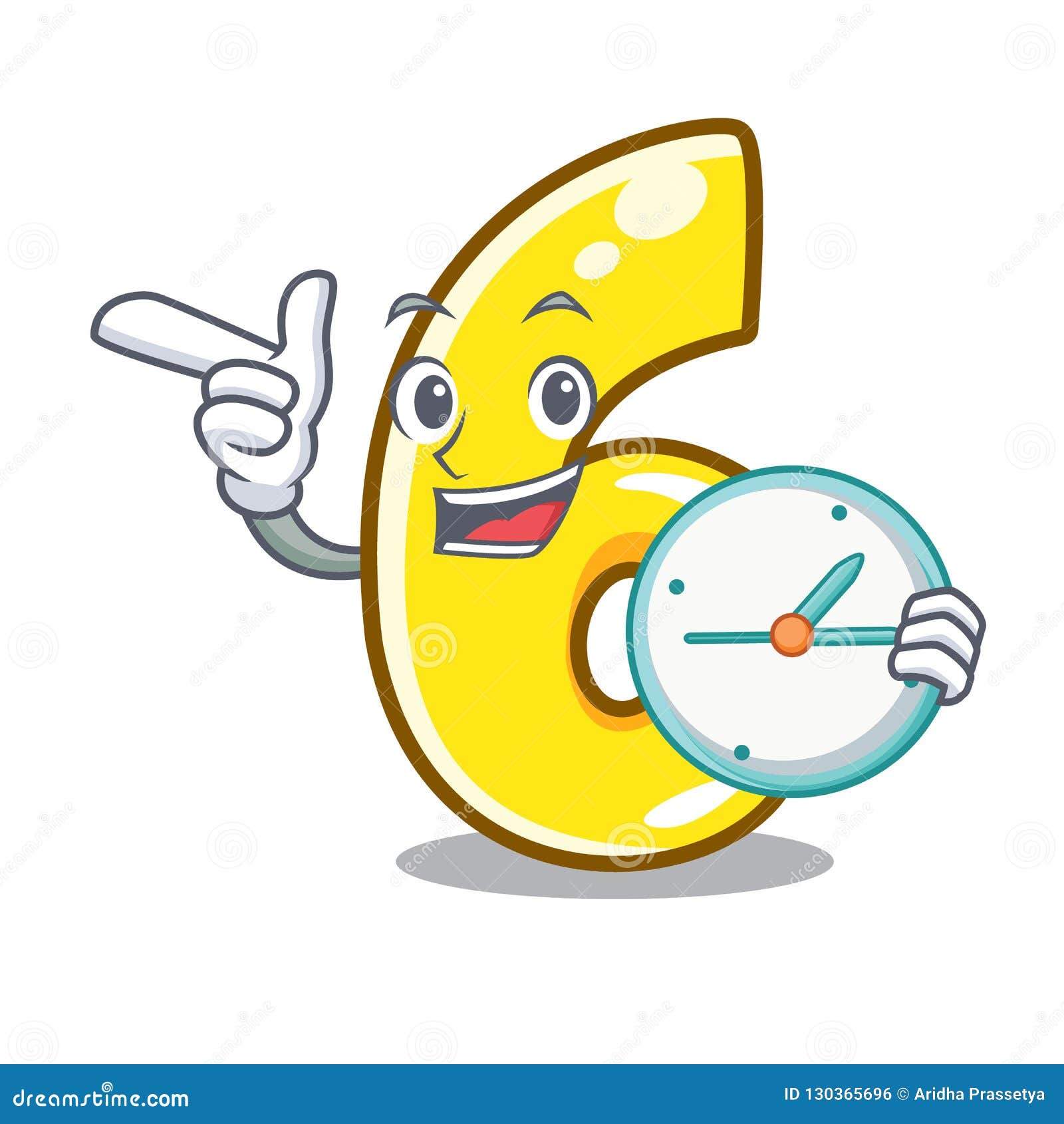 With Clock Cartoon Number Six on the Road Stock Vector - Illustration ...