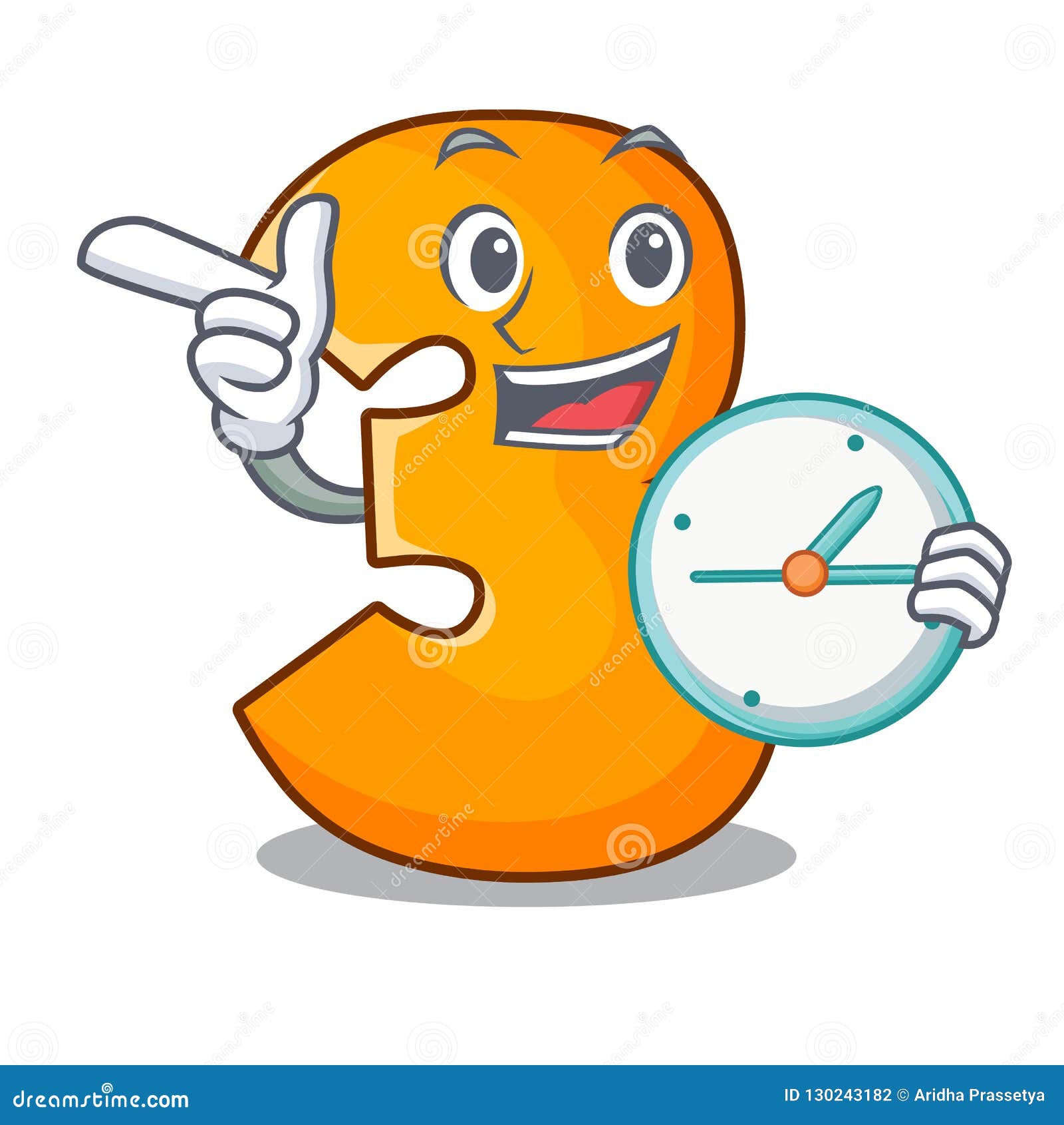 With Clock Cartoon Number Three on the Wall Stock Vector - Illustration ...