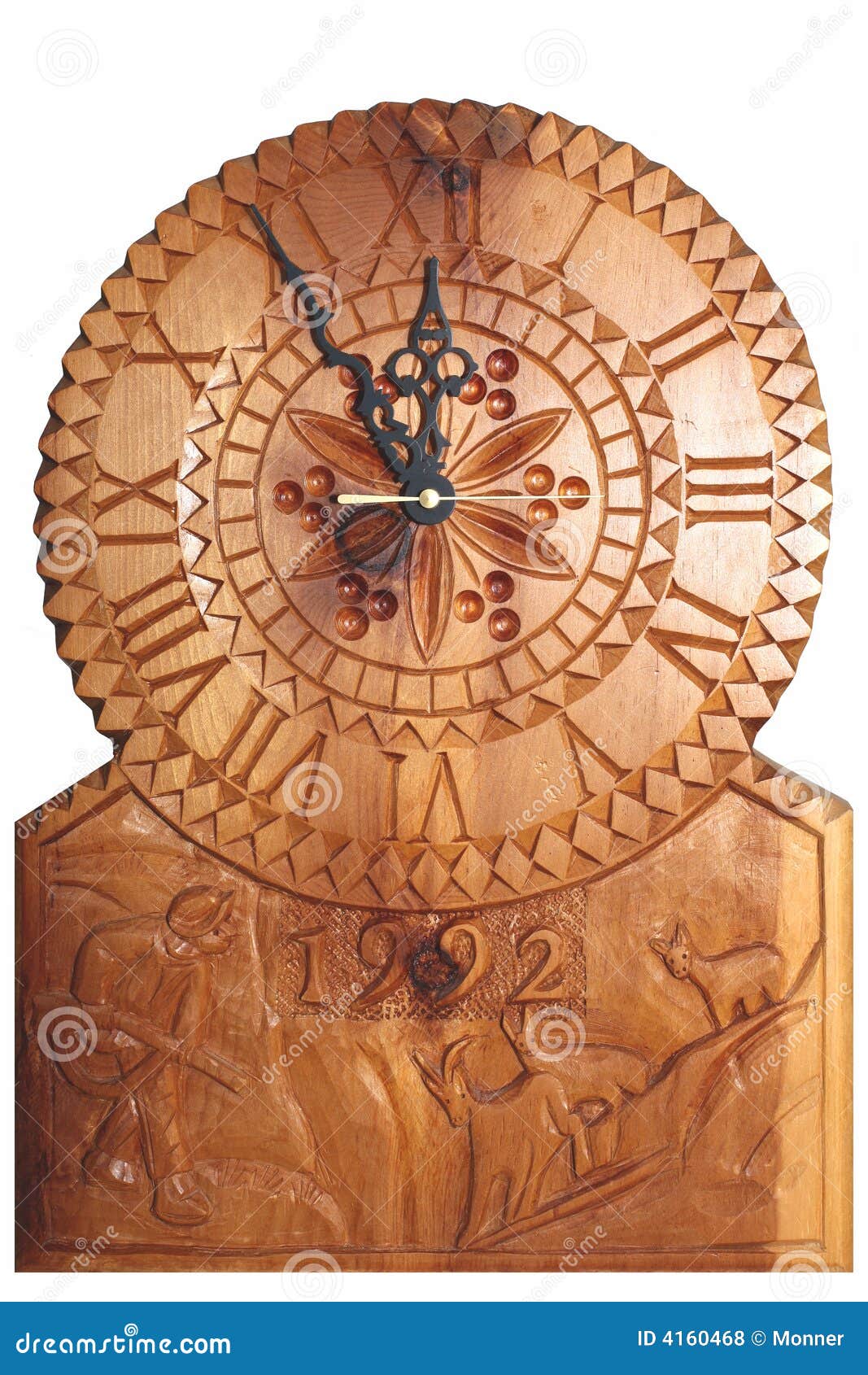 Clock carved on wood stock photo. Image of environment - 4160468