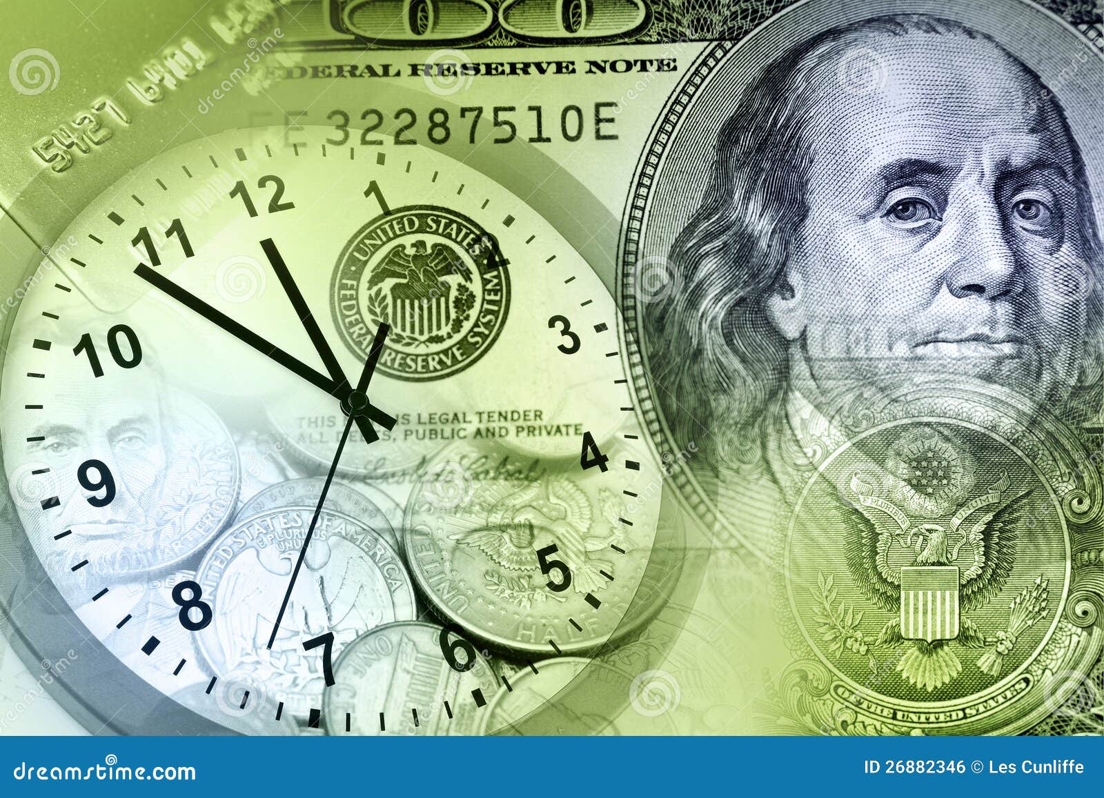 Clock and cash stock photo. Image of banking, debt, future - 26882346