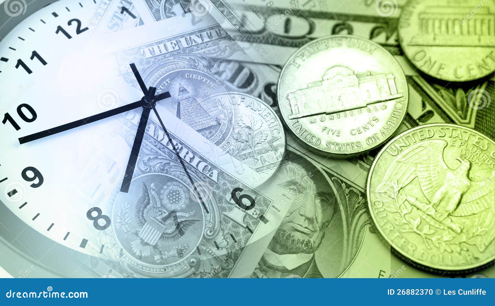 Clock and cash stock photo. Image of ideas, dollars, macro - 26882370