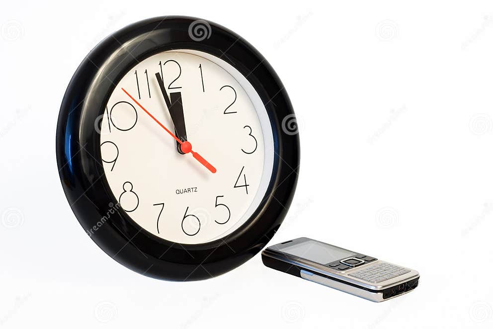 Clock&cell phone stock photo. Image of time, button - 10463828