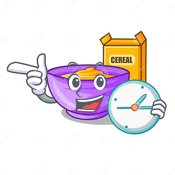 With Clock Cereal Box In The Character Fridge Stock Vector