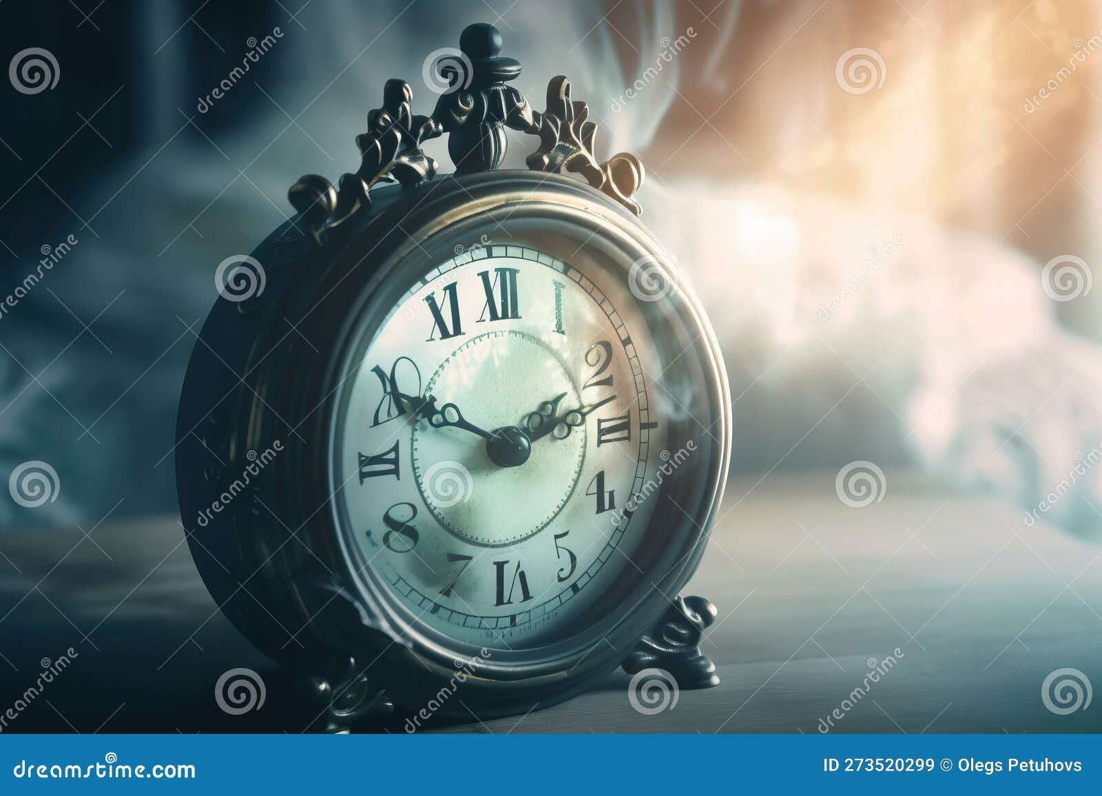 A Clock with a Chain Around it Sitting on a Table Stock Illustration ...