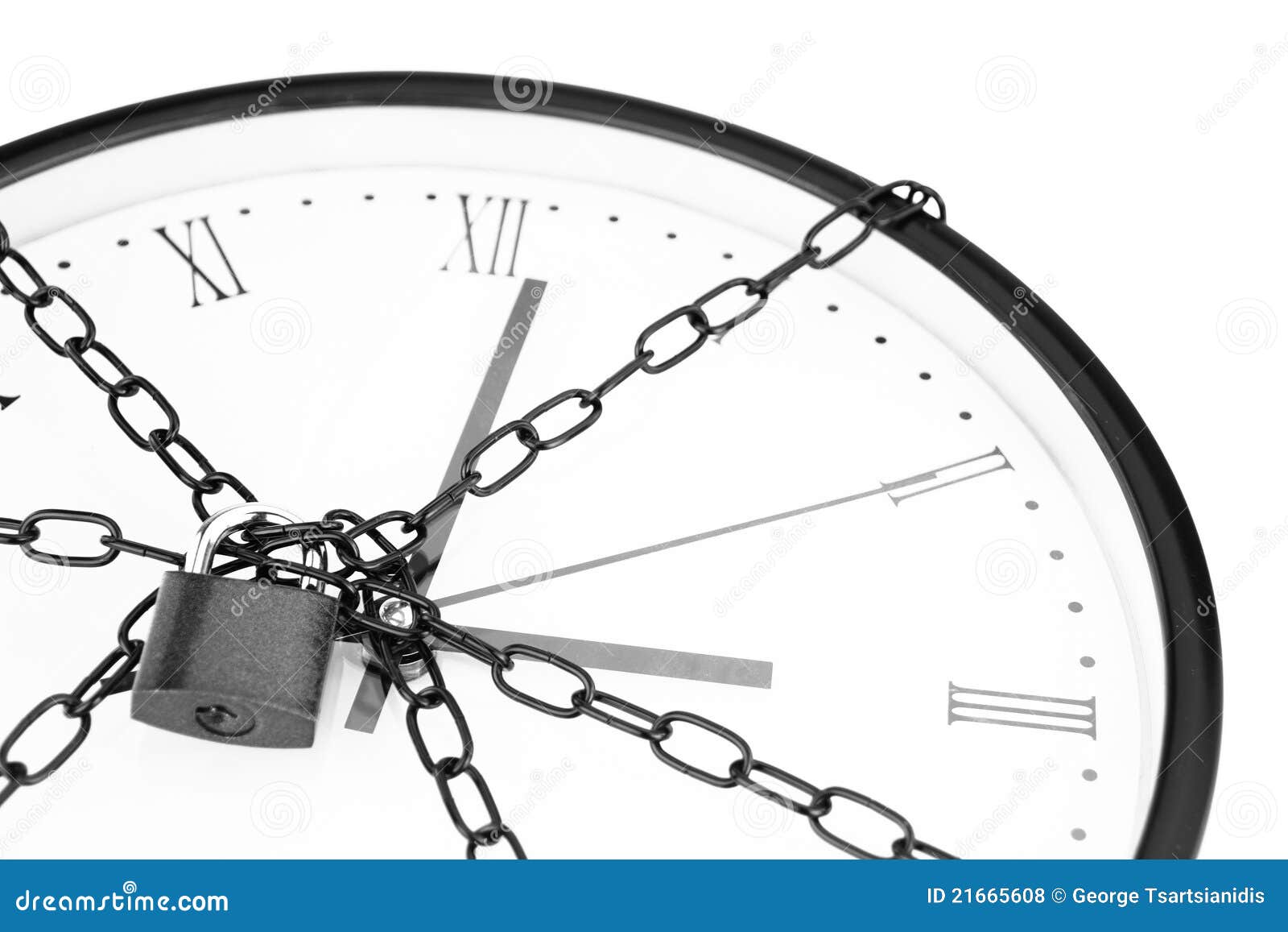 Clock chained stock photo. Image of metal, deadline, control - 21665608